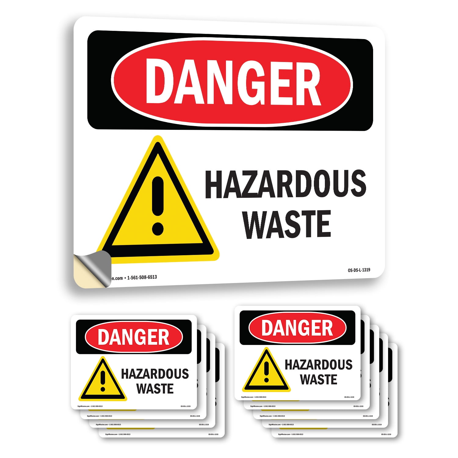 Hazardous Waste OSHA Danger Vinyl Decal Label 18 Inch x 12 Inch - 10 ...