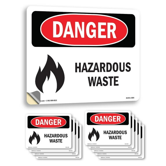 Hazardous Waste OSHA Danger Vinyl Decal Label 18 Inch x 12 Inch - 10 ...