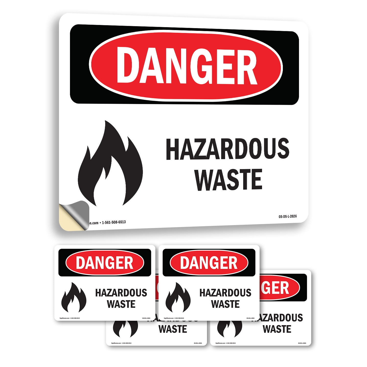 Hazardous Waste OSHA Danger Vinyl Decal Label 5 Inch x 3.5 Inch - 5 ...