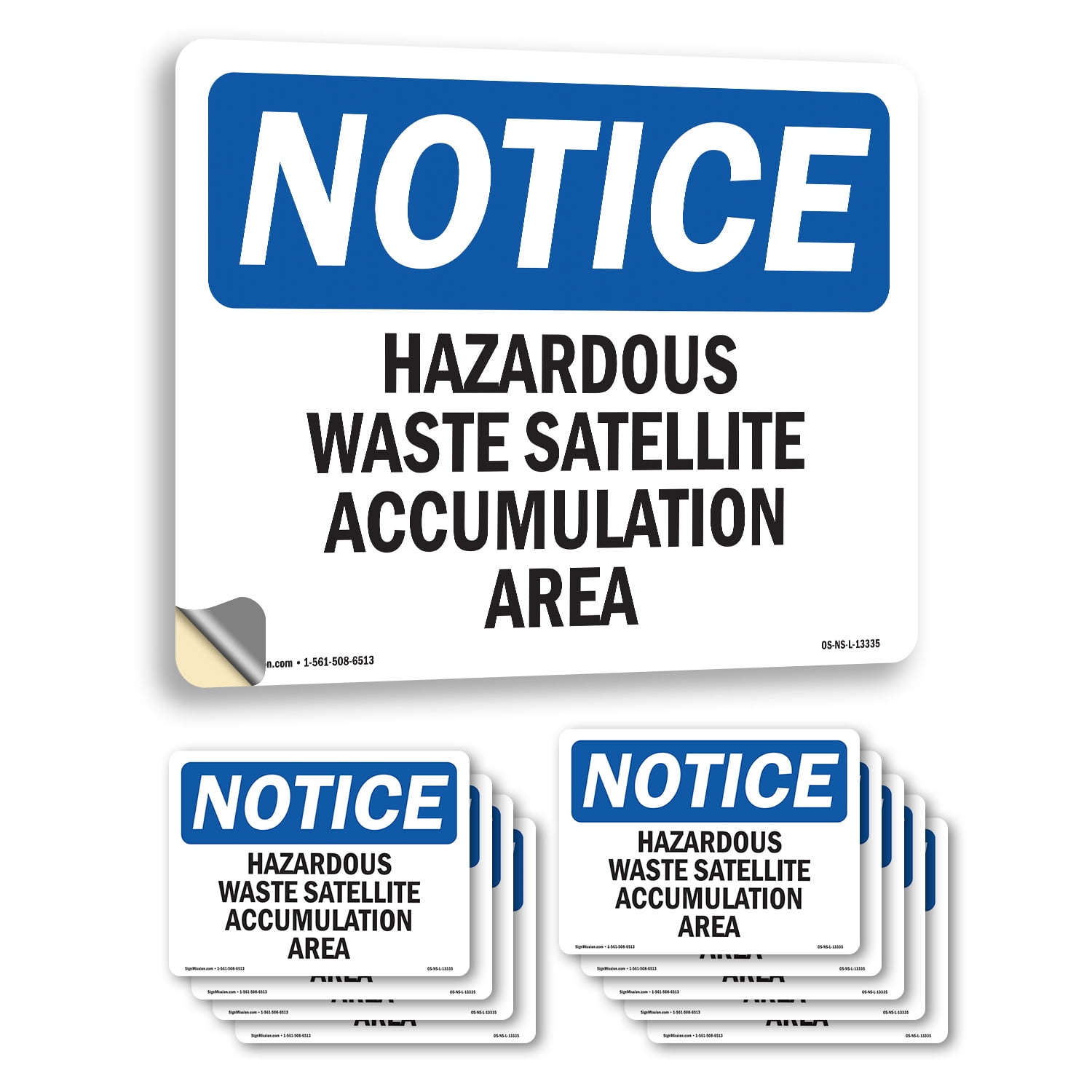 Hazardous Waste Satellite Accumulation Area OSHA Notice Vinyl Decal ...