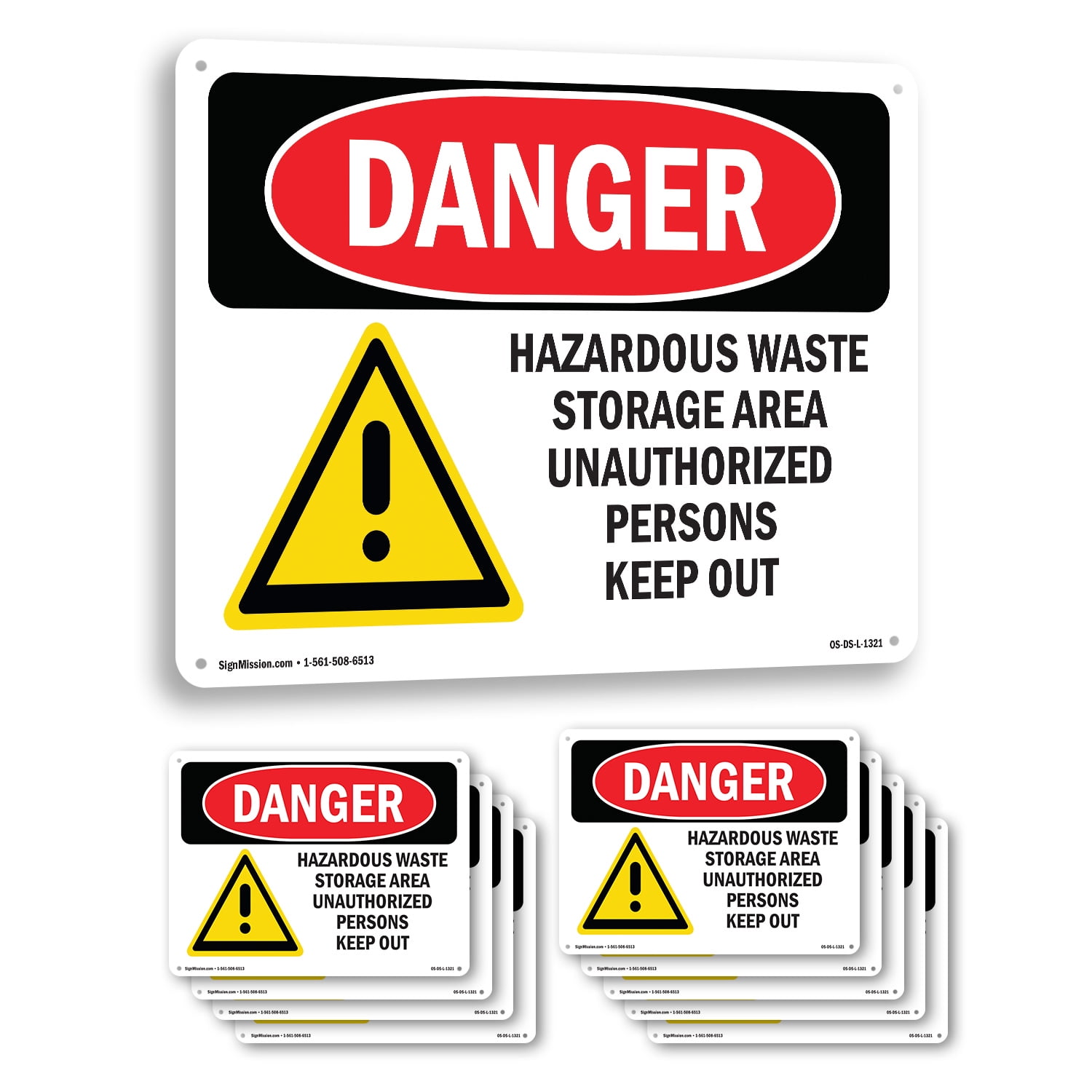 Hazardous Waste Storage Area OSHA Danger Rigid Plastic Sign 10 Inch x 7 ...