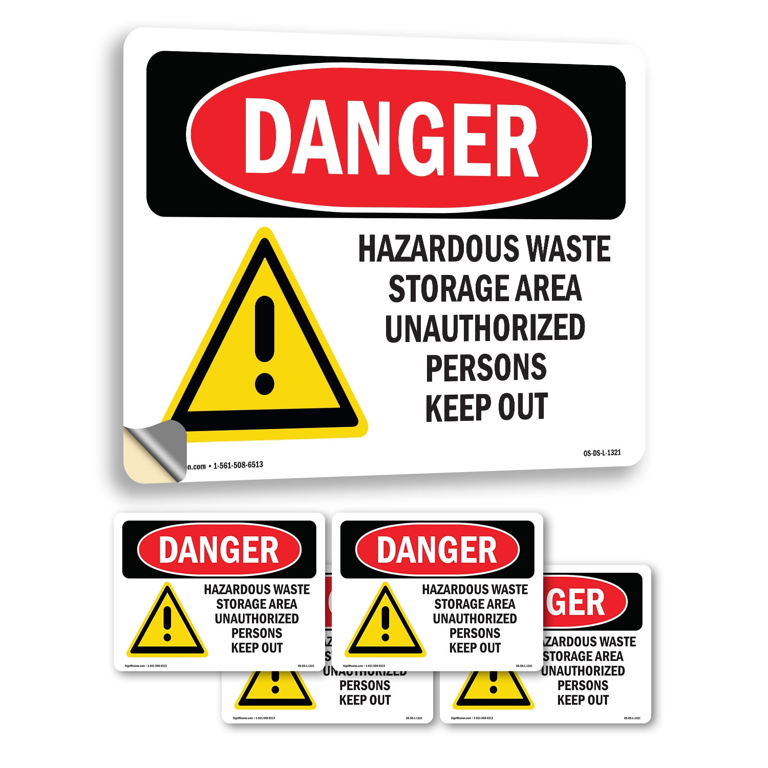 Hazardous Waste Storage Area OSHA Danger Vinyl Decal Label 5 Inch x 3.5 ...