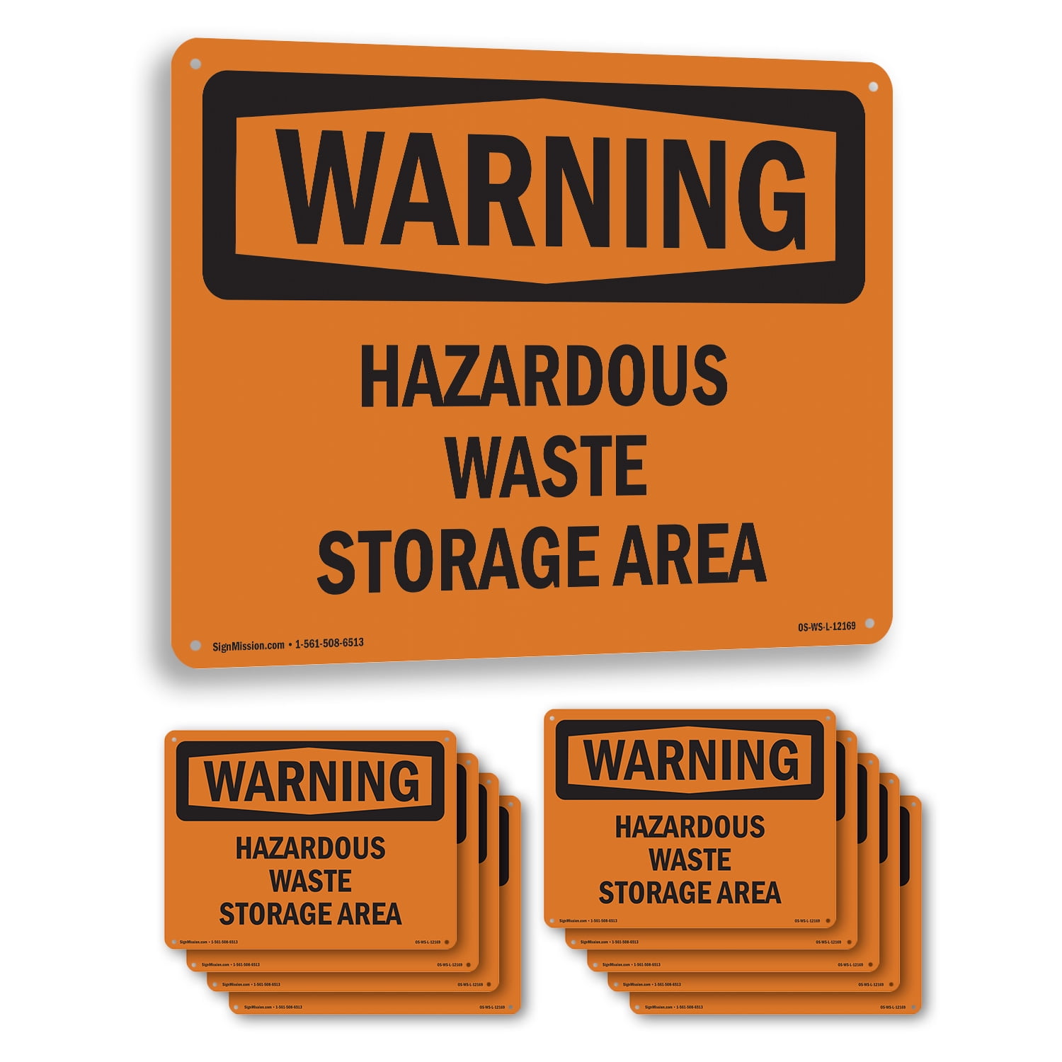 Hazardous Waste Storage Area OSHA WARNING Rigid Plastic Sign 24 Inch x ...