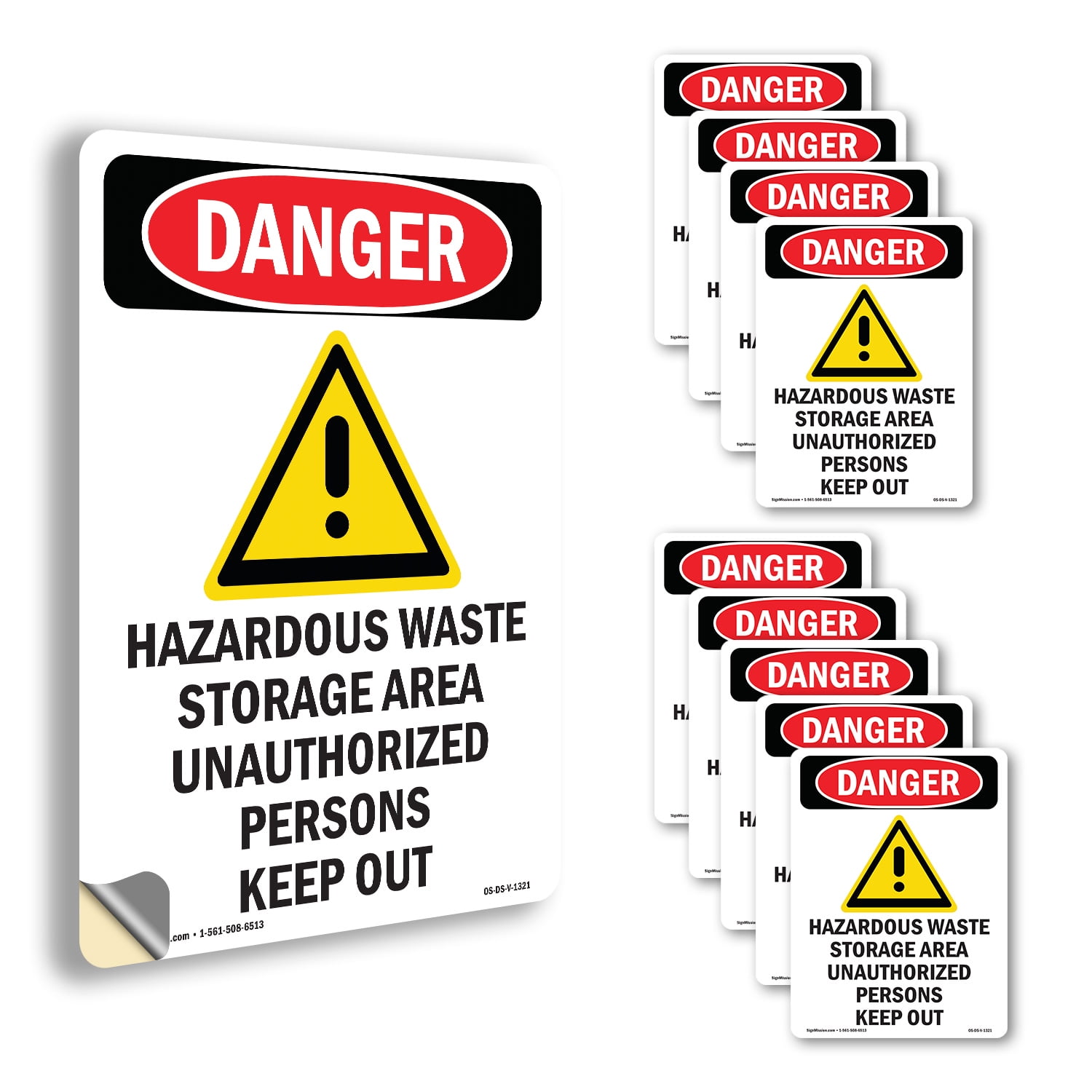 Hazardous Waste Storage OSHA Danger Vinyl Decal Label 14 Inch x 10 Inch ...