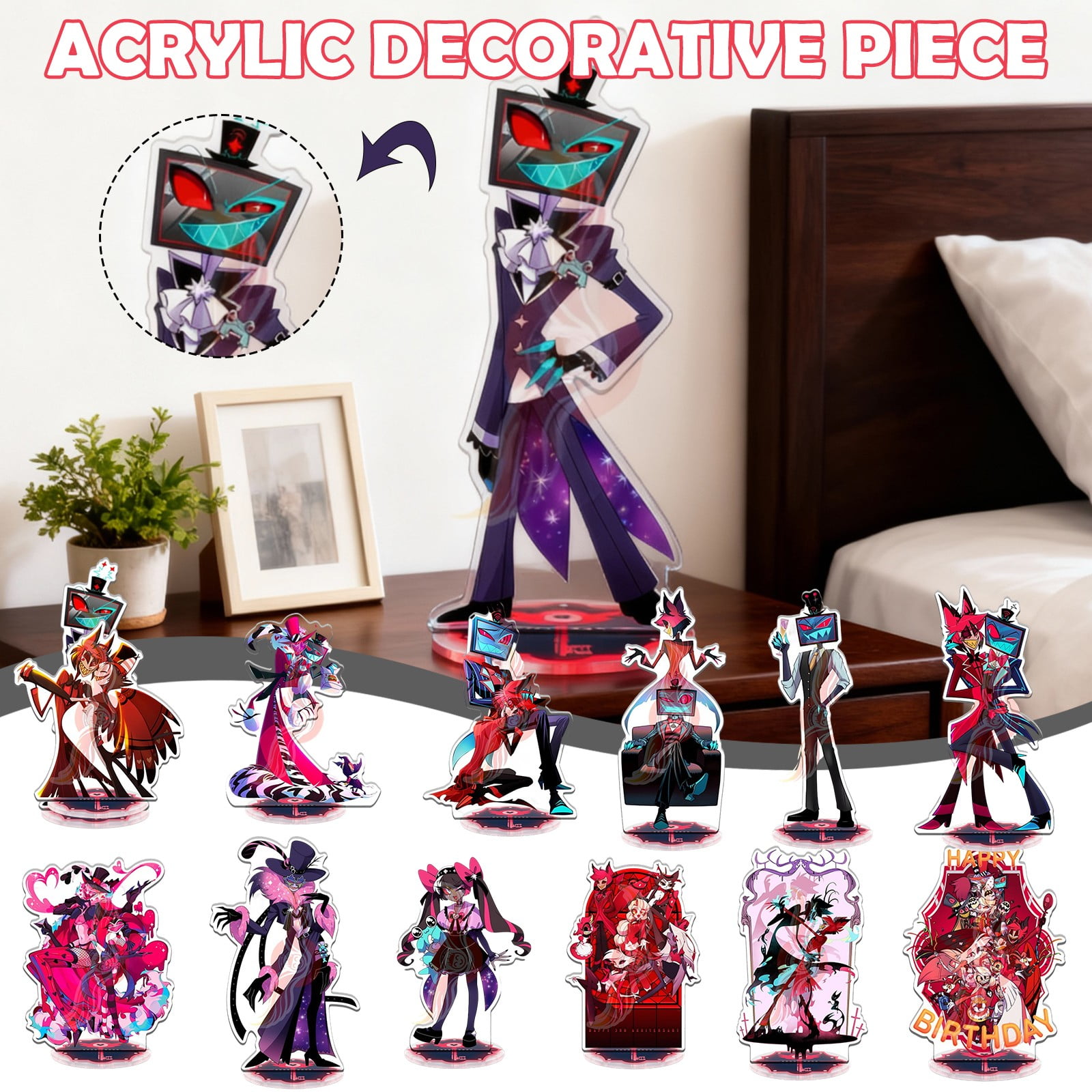 Hazbin Hotel Acrylic Stand - Mini Anime Character Desktop Ornament ...