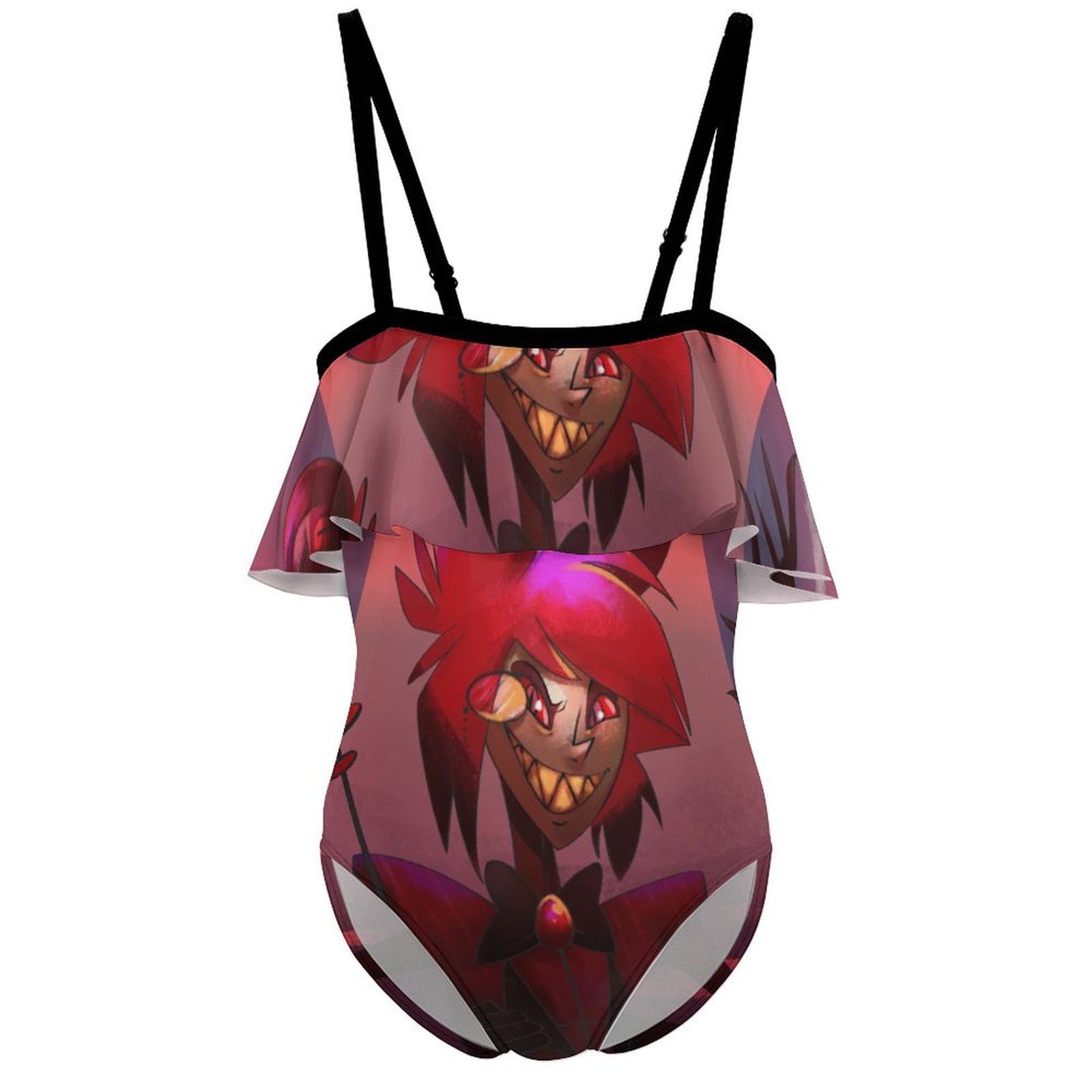 Hazbin Hotel Alastor Children's Swimsuit Adjustable Off Shoulder Ruffle ...
