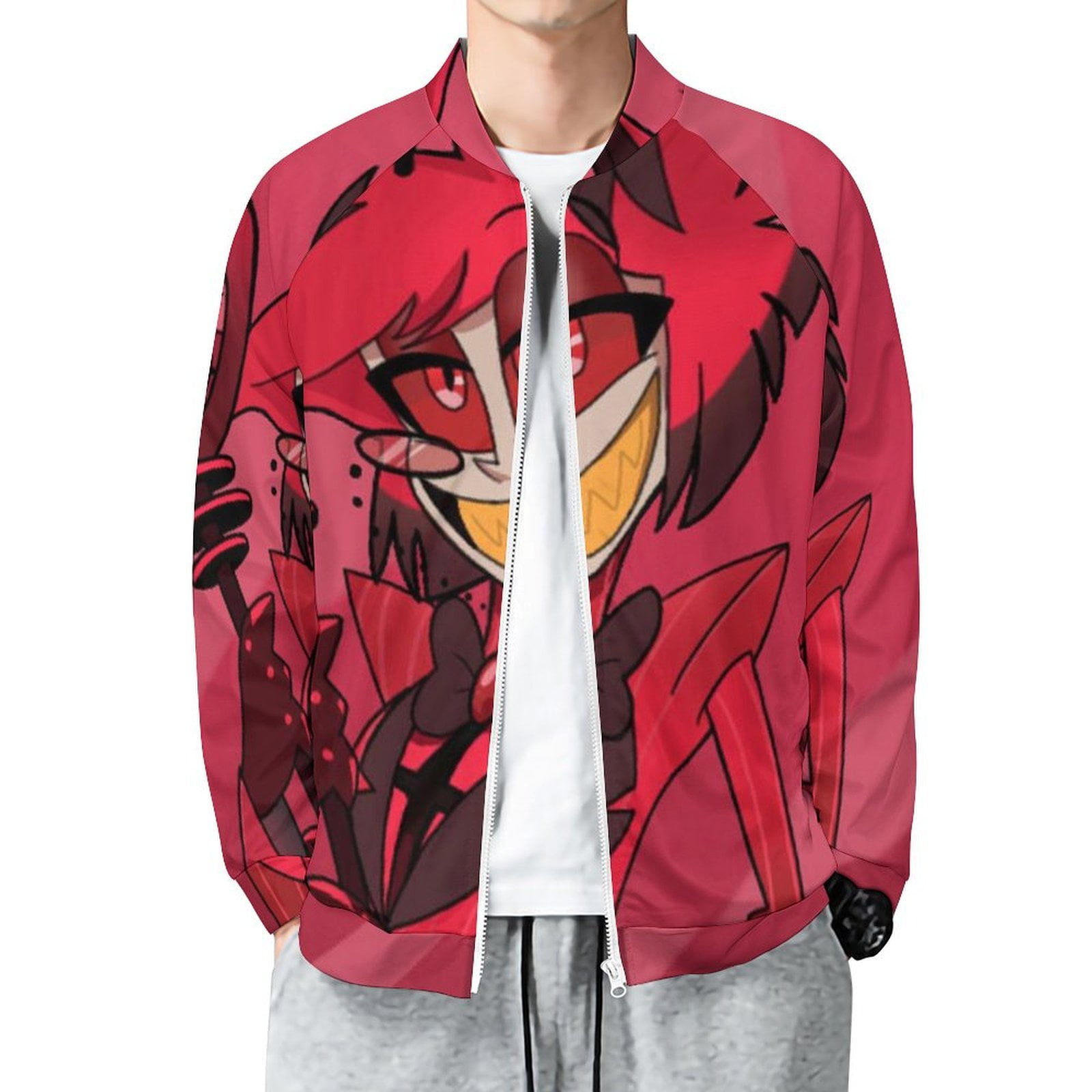 Hazbin Hotel Alastor Fashion Jacket Mens Windbreaker Coat Lightweight ...