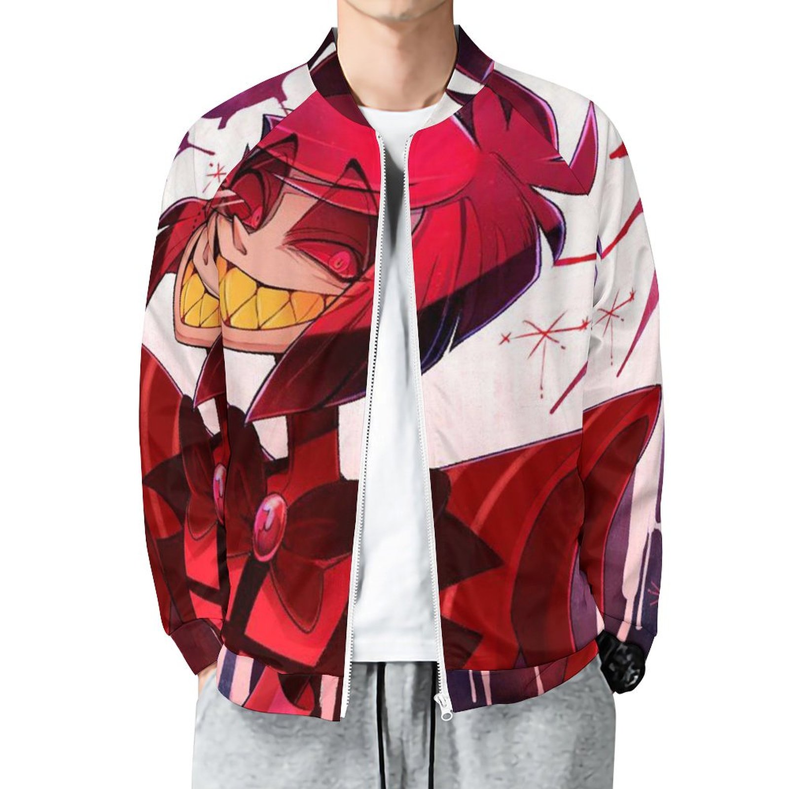 Hazbin Hotel Alastor Fashion Jacket Mens Windbreaker Coat Lightweight ...