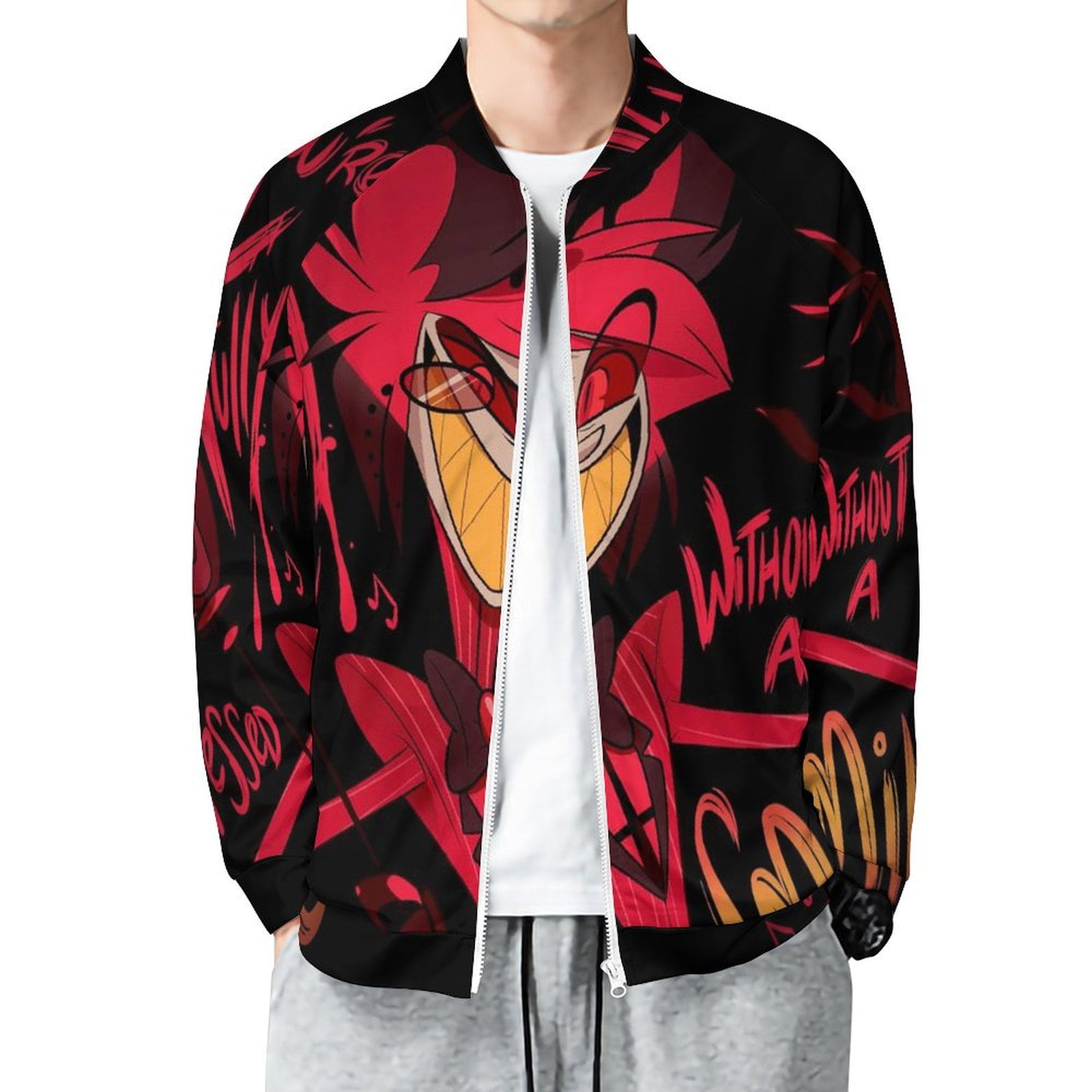Hazbin Hotel Alastor Fashion Jacket Mens Windbreaker Coat Lightweight ...
