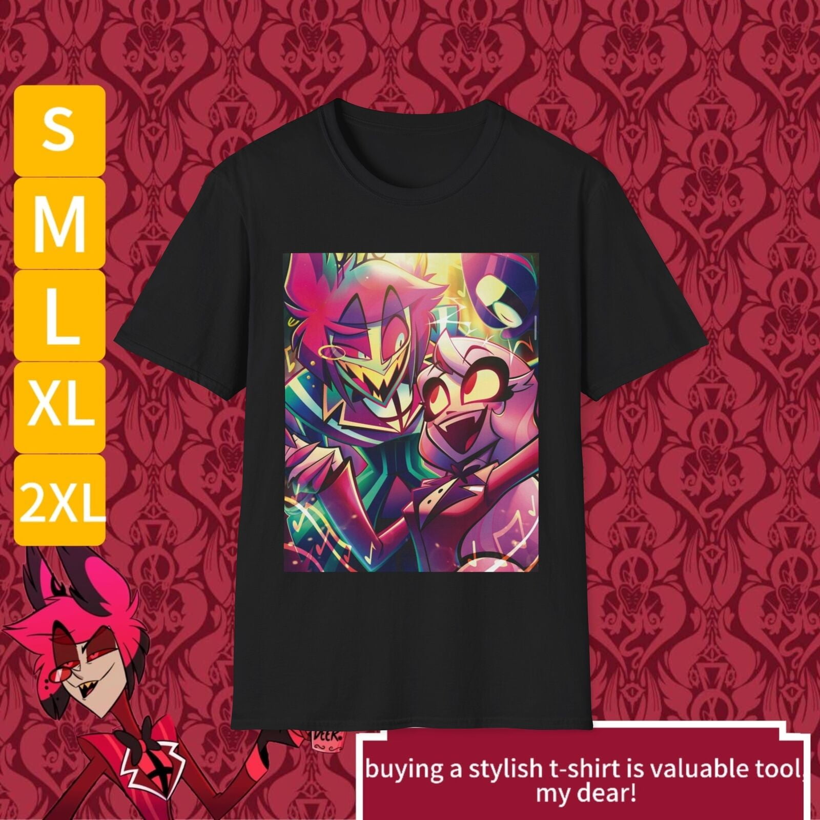 Hazbin Hotel Alastor Radio Demon Charlie Morningstar Unisex Softstyle T ...