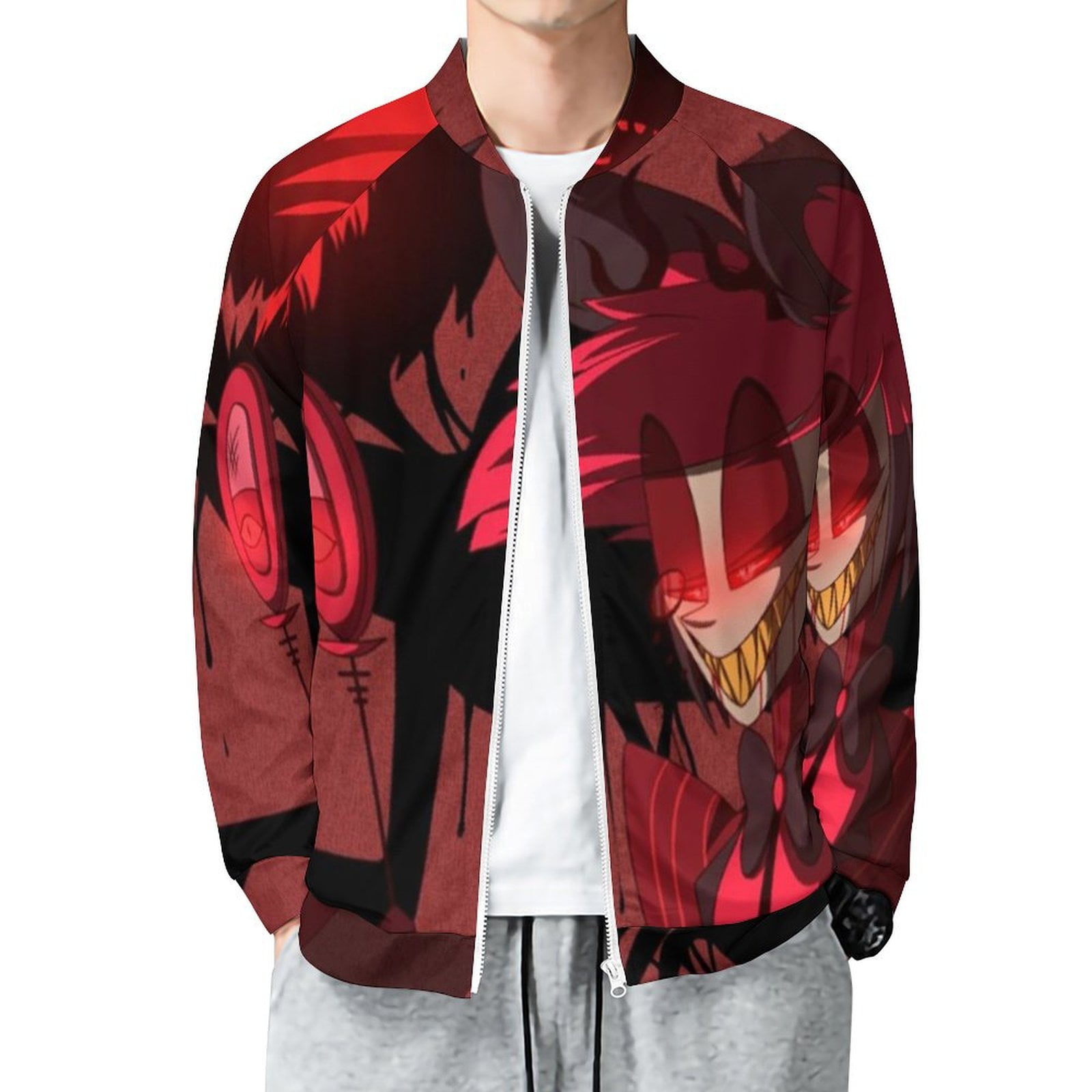 Hazbin Hotel Alastor Radio Demon Fashion Jacket Mens Windbreaker Coat ...