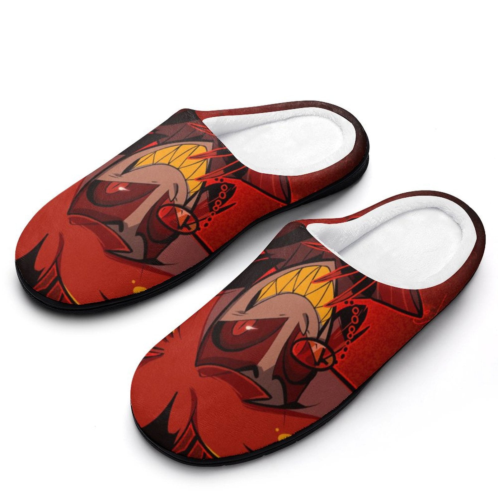 Hazbin Hotel Alastor Radio Demon Men's Fuzzy Slippers House Open Back ...
