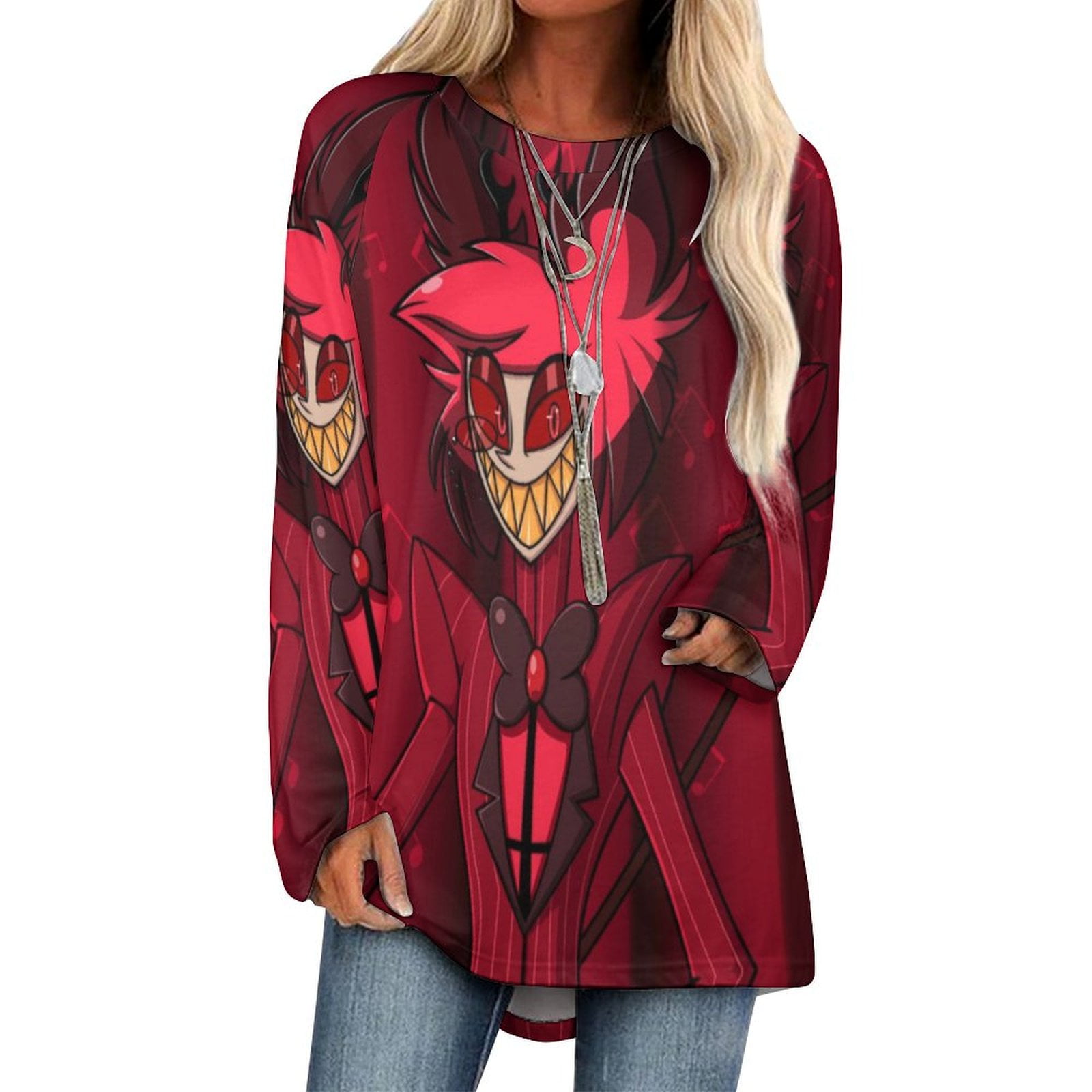 Hazbin Hotel Alastor Radio Demon Womens Long Sleeve T-Shirt Loose Fit ...