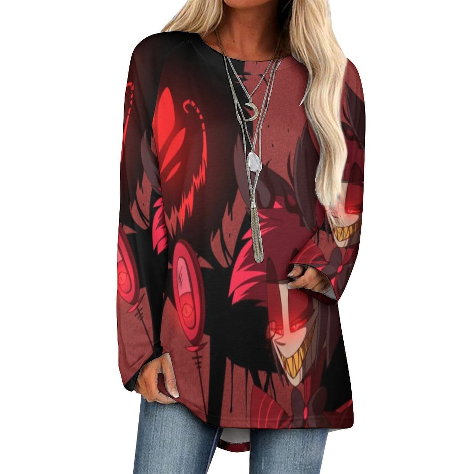 Hazbin Hotel Alastor Radio Demon Womens Long Sleeve T-Shirt Loose Fit ...