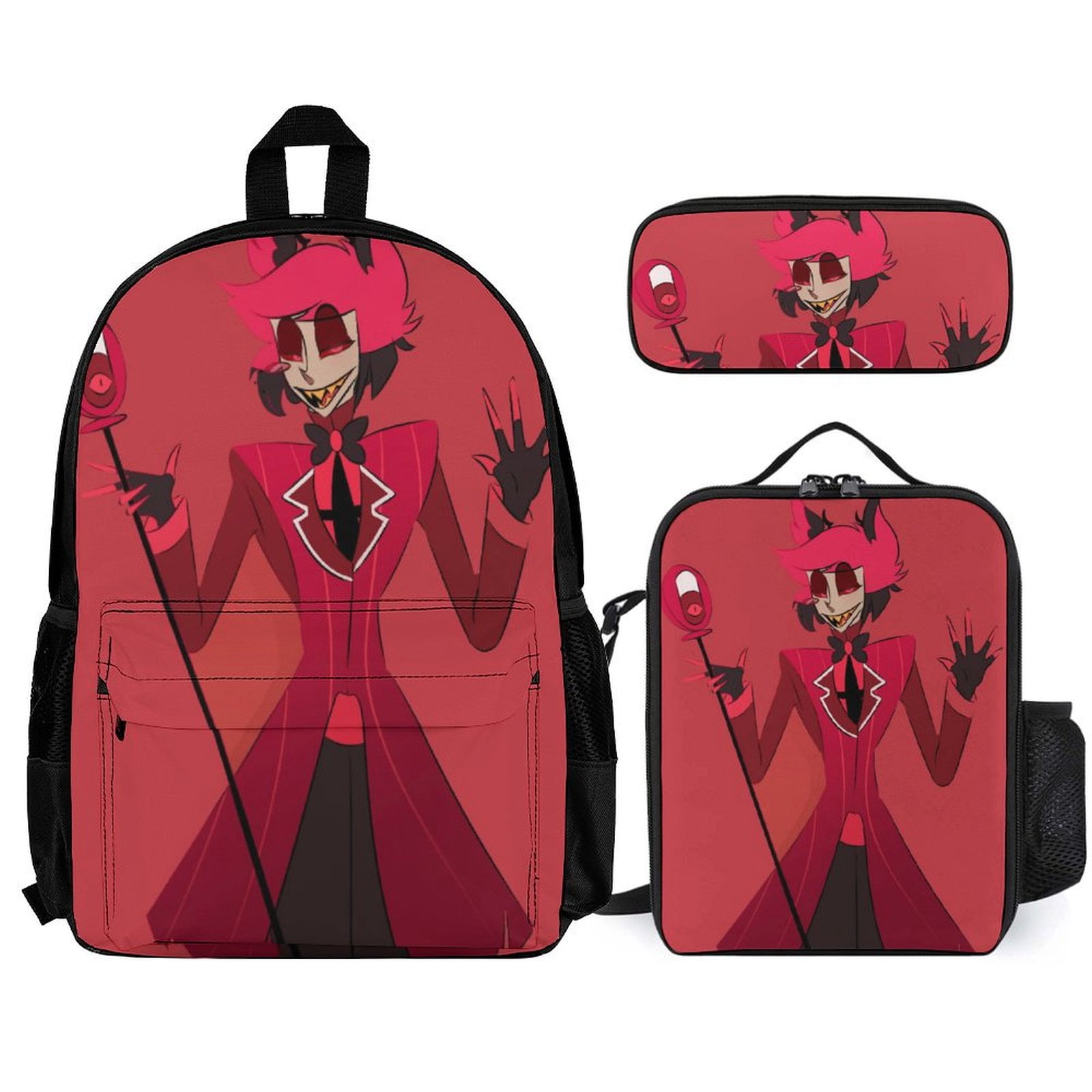 Hazbin Hotel Alastor Schoolbag 3-Pieces Set With Pencil Case Lunch Bag ...