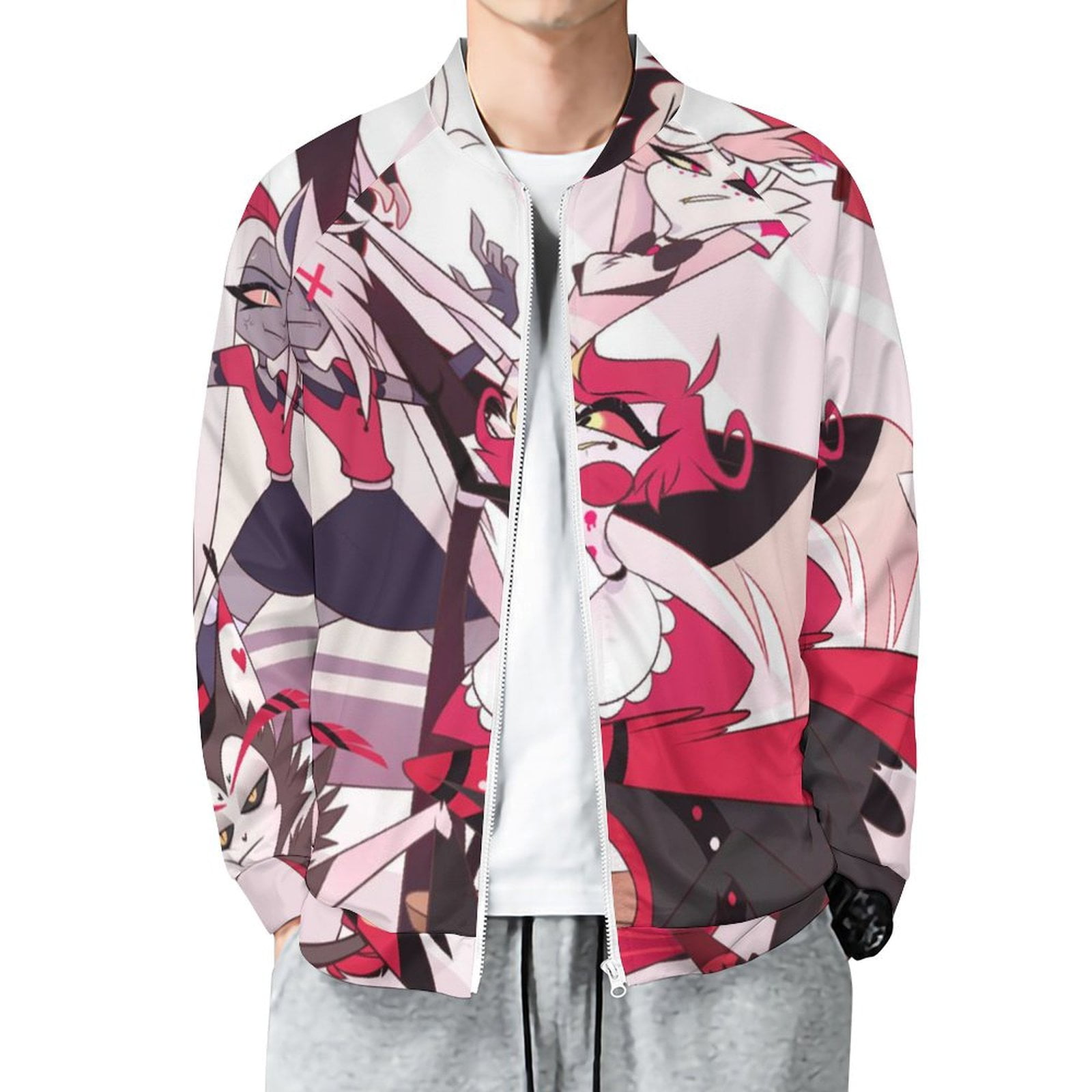 Hazbin Hotel Animation Fashion Jacket Mens Windbreaker Coat Lightweight ...