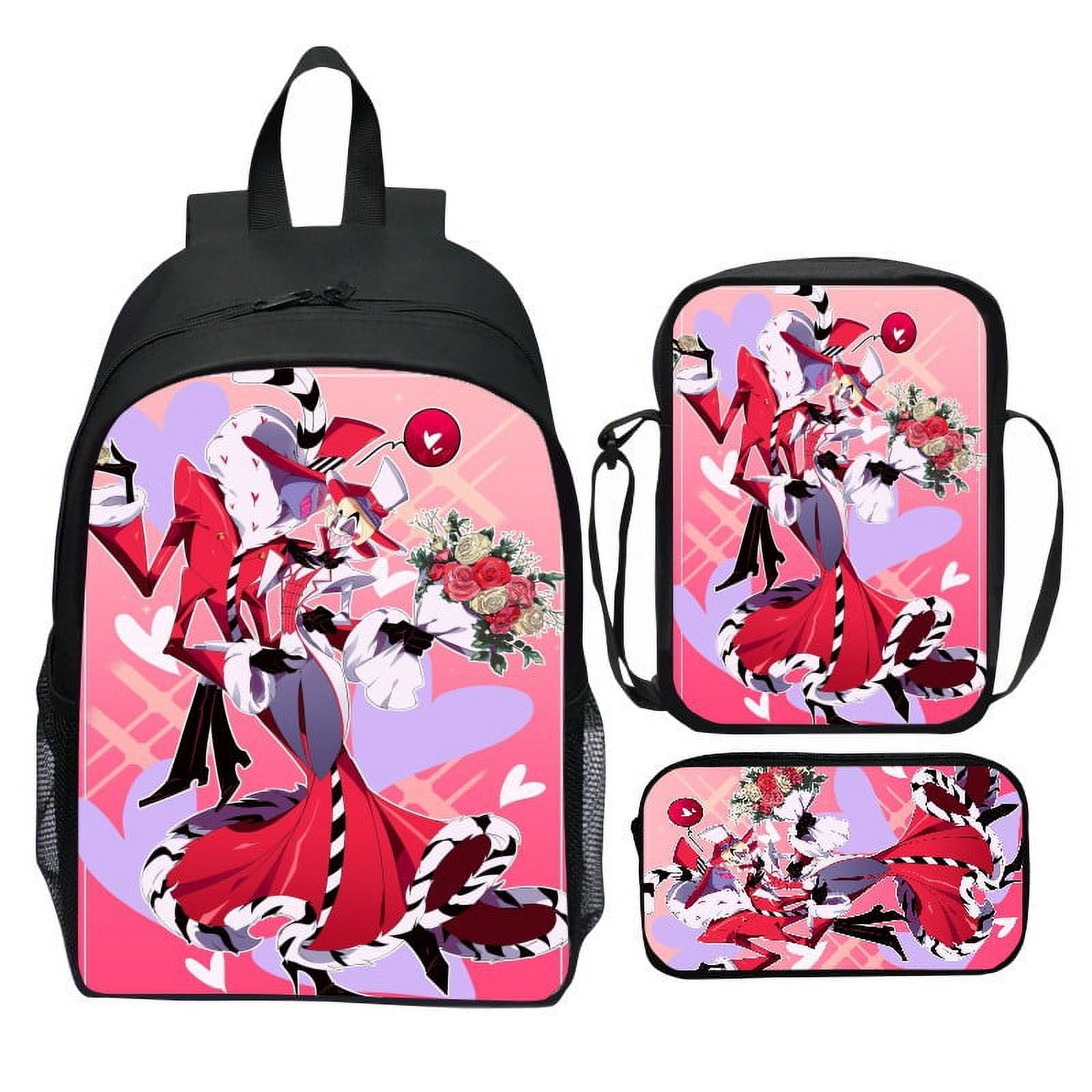 Hazbin Hotel Anime Backpacks Sets, Cartoon Laptop Backpack with Lunch ...