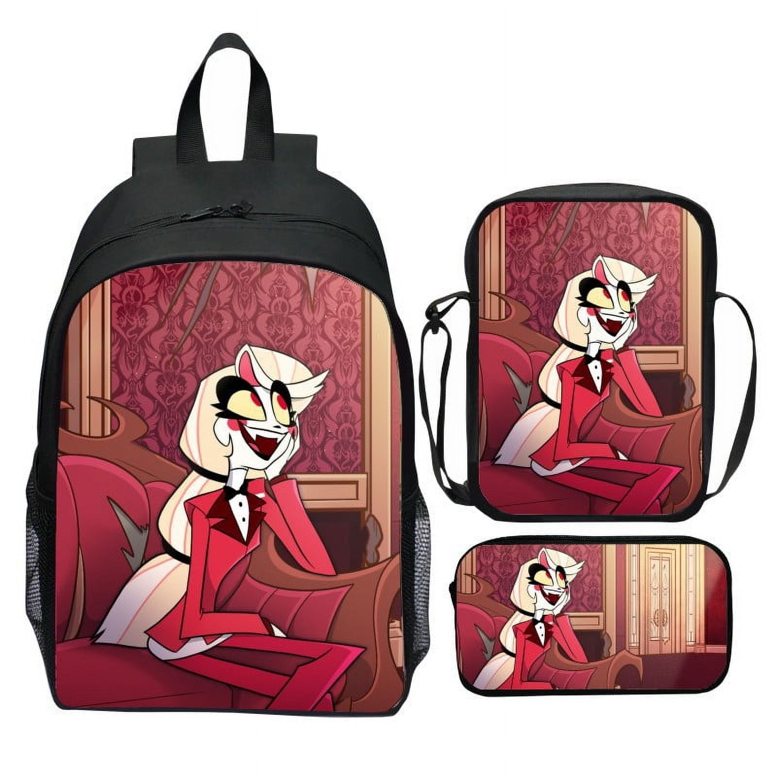 Hazbin Hotel Anime Backpacks Sets, Cartoon Laptop Backpack with Lunch ...