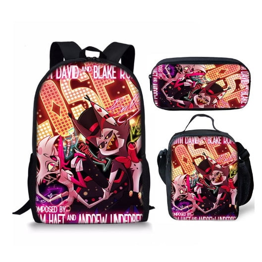 Hazbin-Hotel Anime Backpacks Sets, Cartoon Laptop Backpack with ...