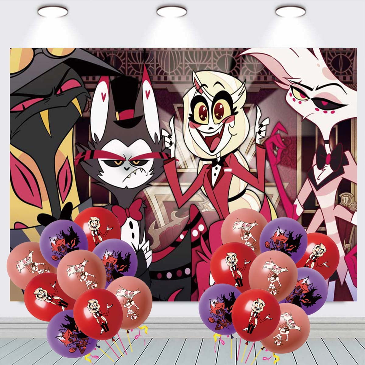 Hazbin Hotel Backdrop Balloons Banner Party Decorations Taspestry Wall ...