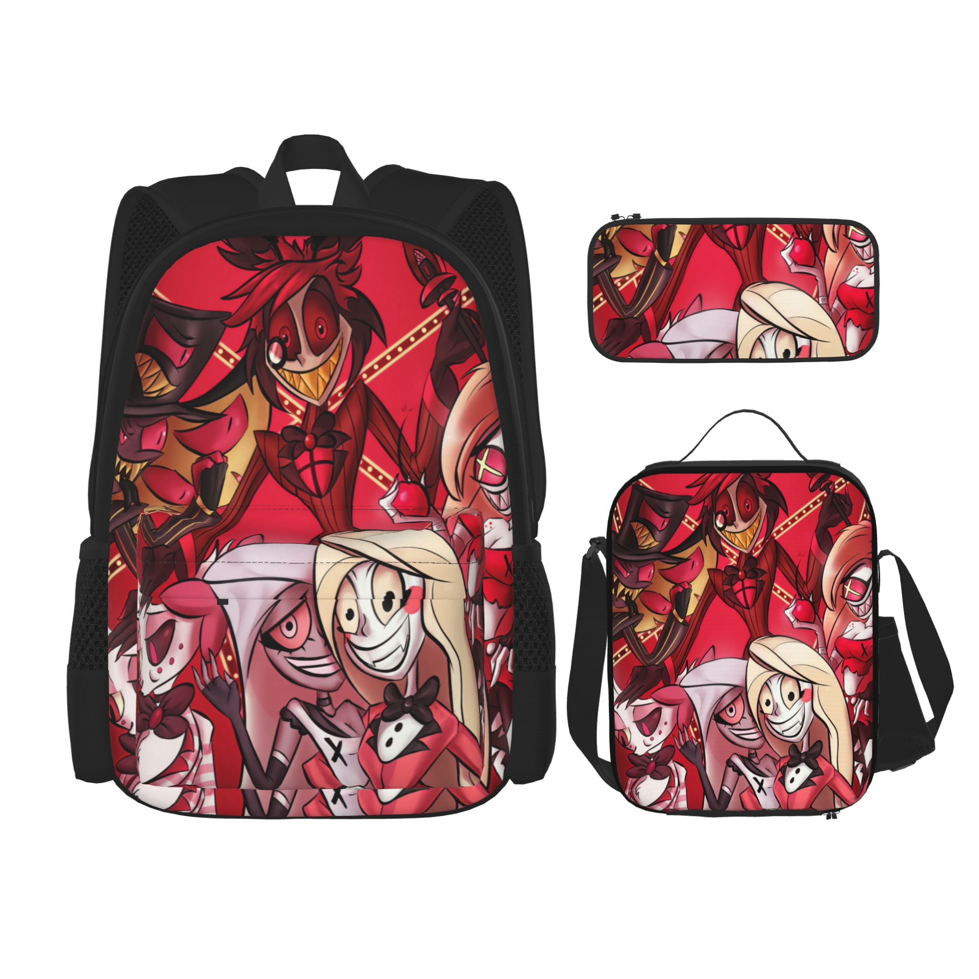 Hazbin Hotel Backpack Set, 3 Pcs Backpack Pencil Case Lunch Bag Casual ...