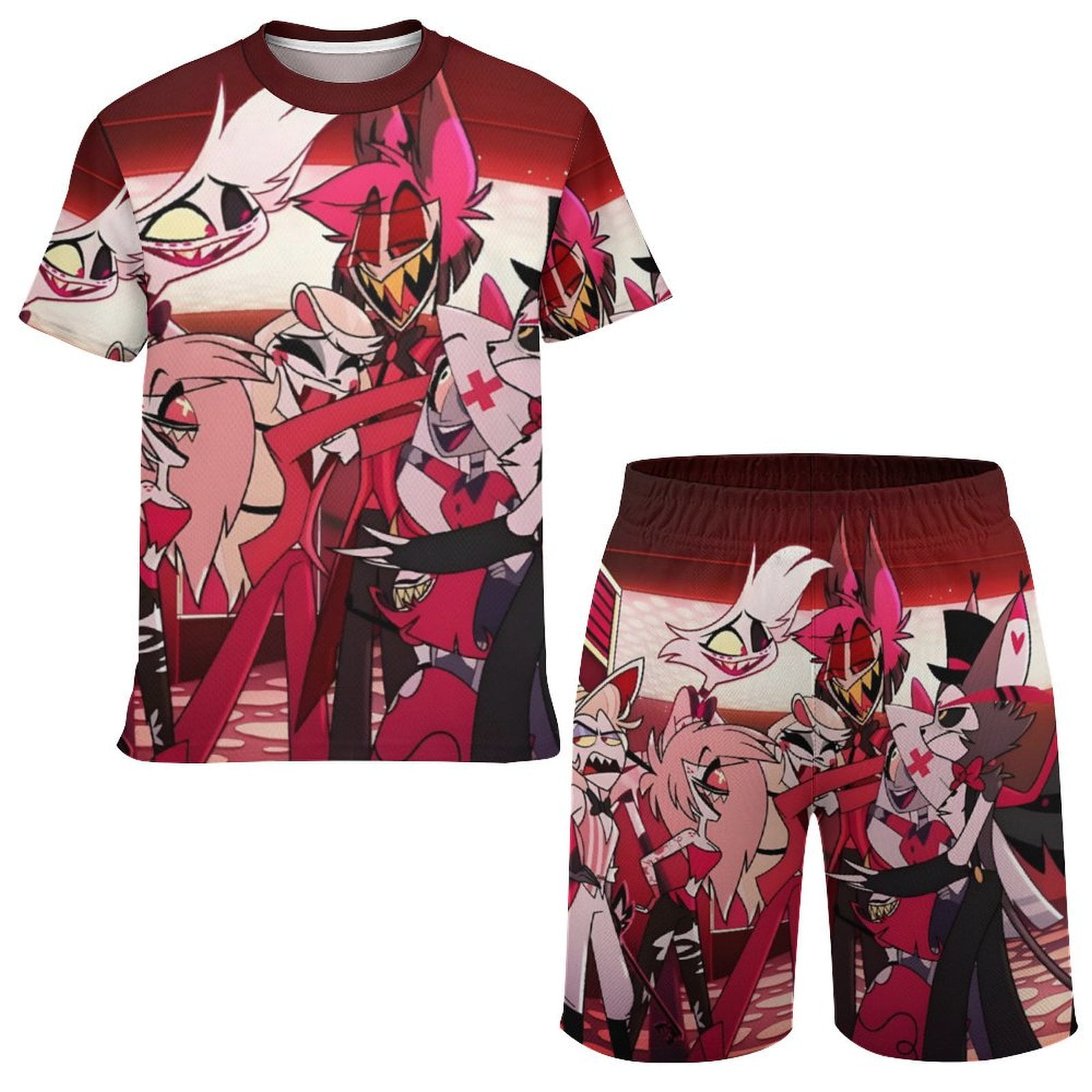 Hazbin Hotel Boys Short Sleeve Mesh T-Shirt And Shorts Outfit Set ...