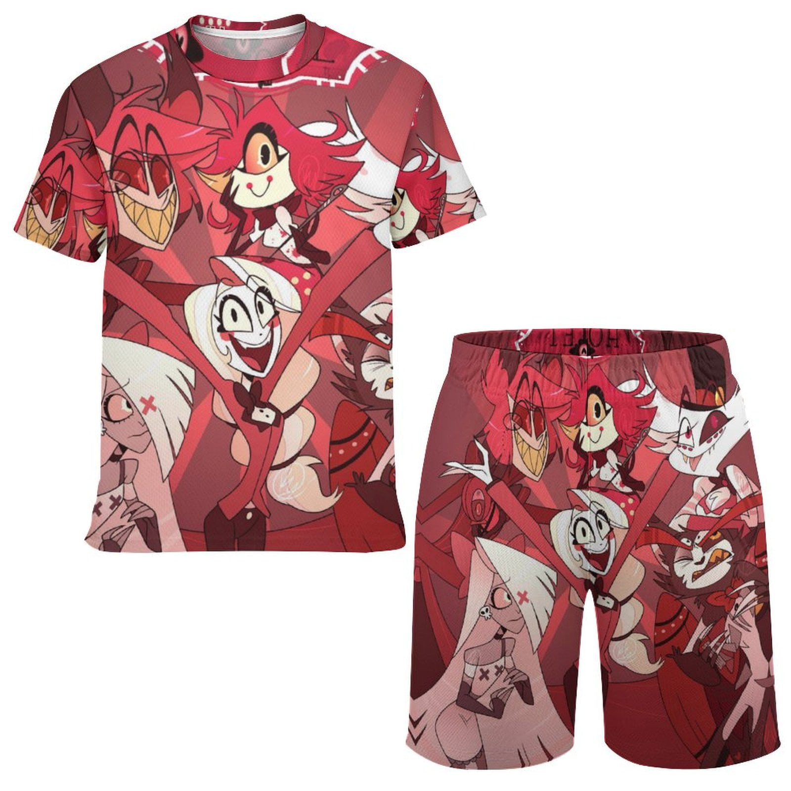 Hazbin Hotel Boys Short Sleeve Mesh T-Shirt And Shorts Outfit Set ...