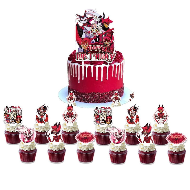 Hazbin Hotel Cake Topper Cupcake Set Party Supplies Decoration Birthday ...