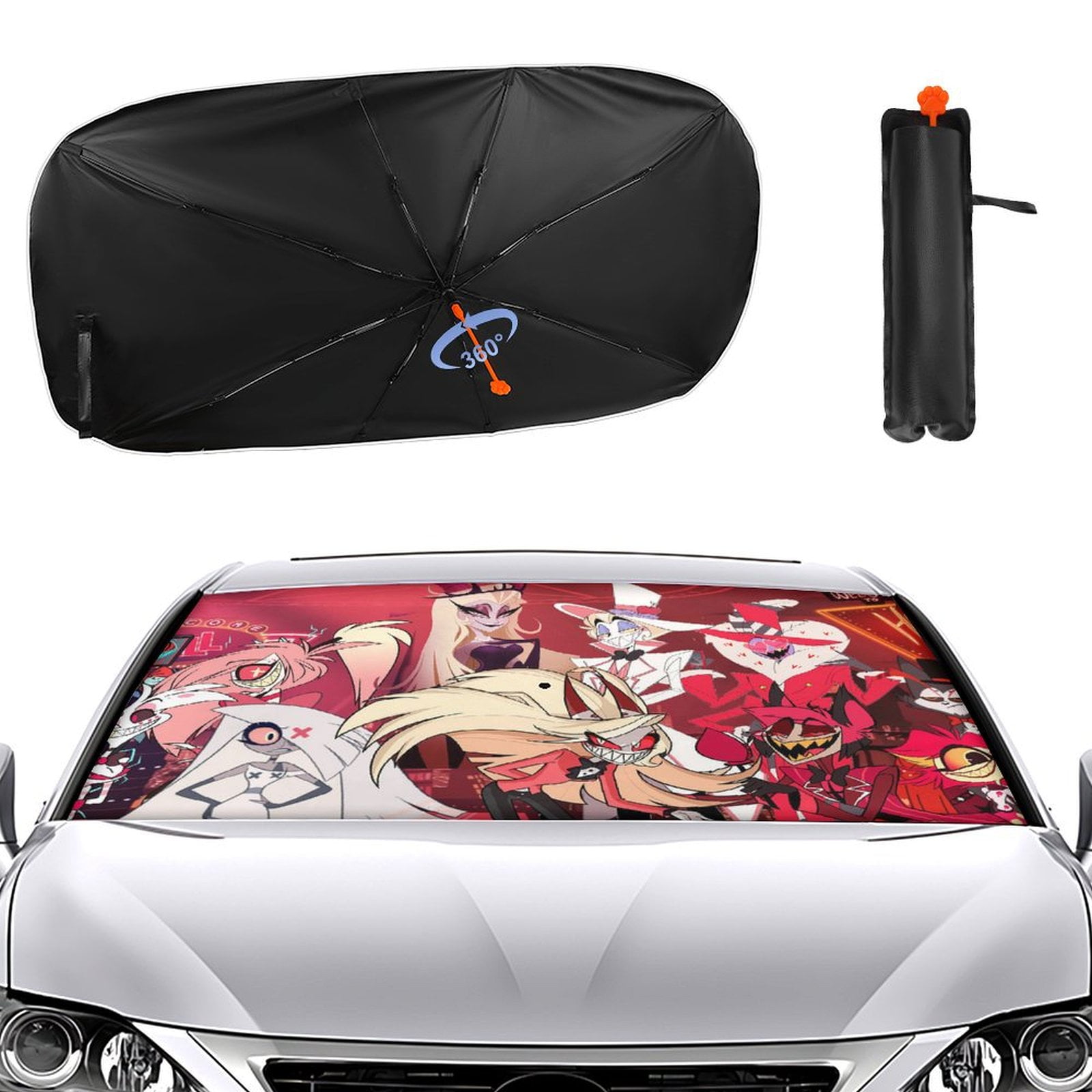 Hazbin Hotel Car Windshield Sun Shade Umbrella, UV Protection & Heat ...