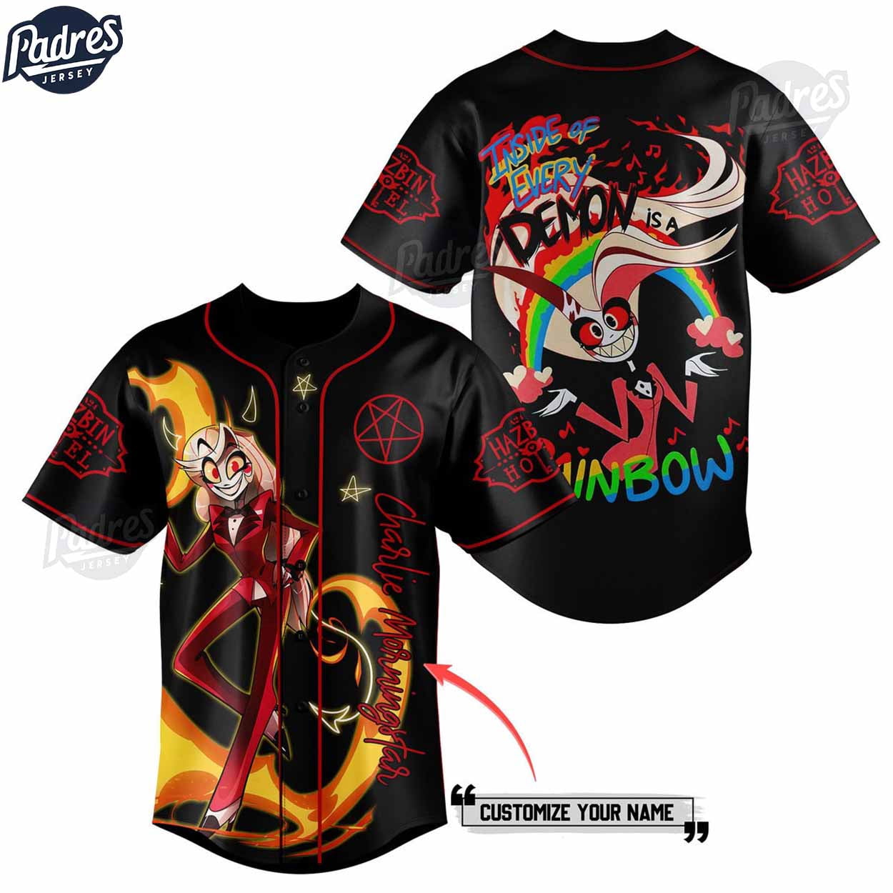 Hazbin Hotel Charlie Morningstar Personalized Baseball Jersey - Walmart.com