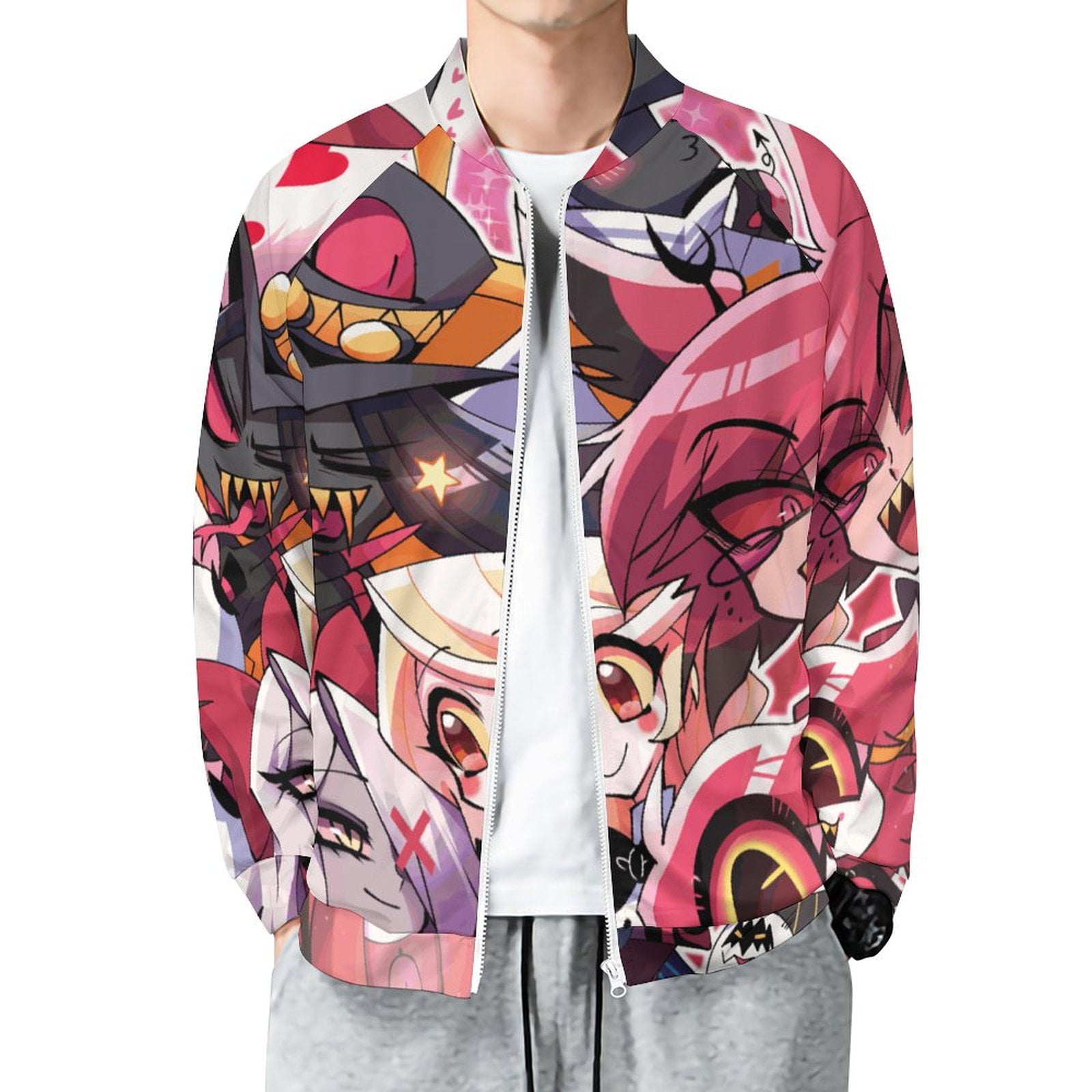 Hazbin Hotel Comedy Animated Fashion Jacket Mens Windbreaker Coat ...