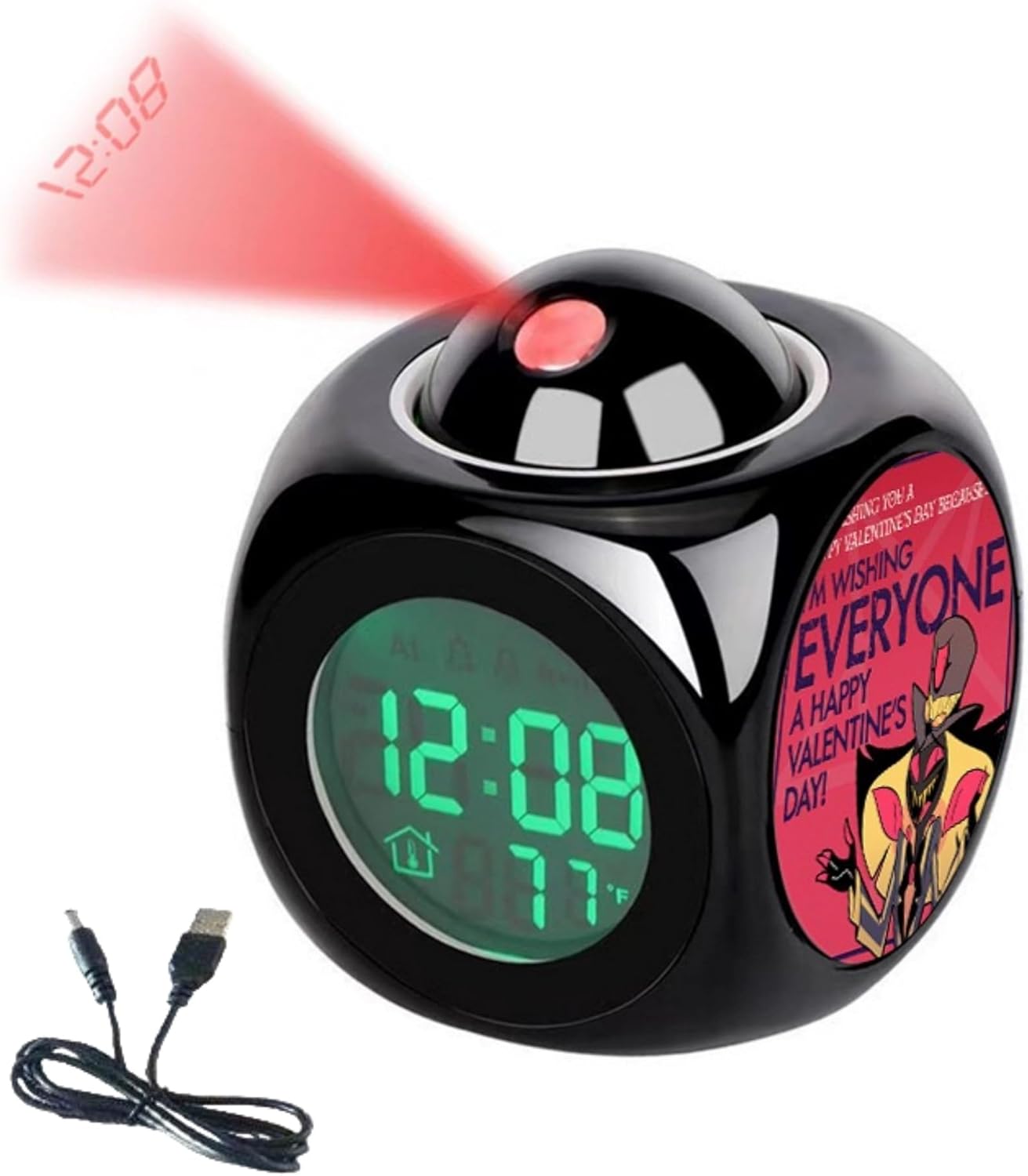 Hazbin Hotel Cosplay Merch Projection Alarm Clock For Bedroom Ceiling ...