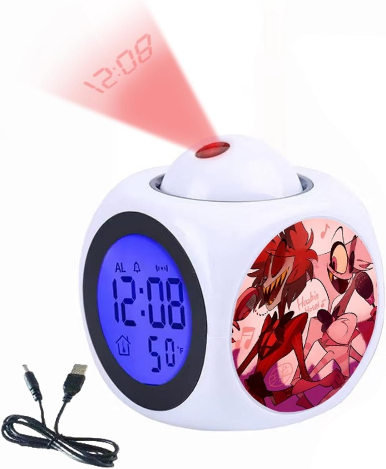 Hazbin Hotel Cosplay Merch Projection Alarm Clock For Bedroom Ceiling ...