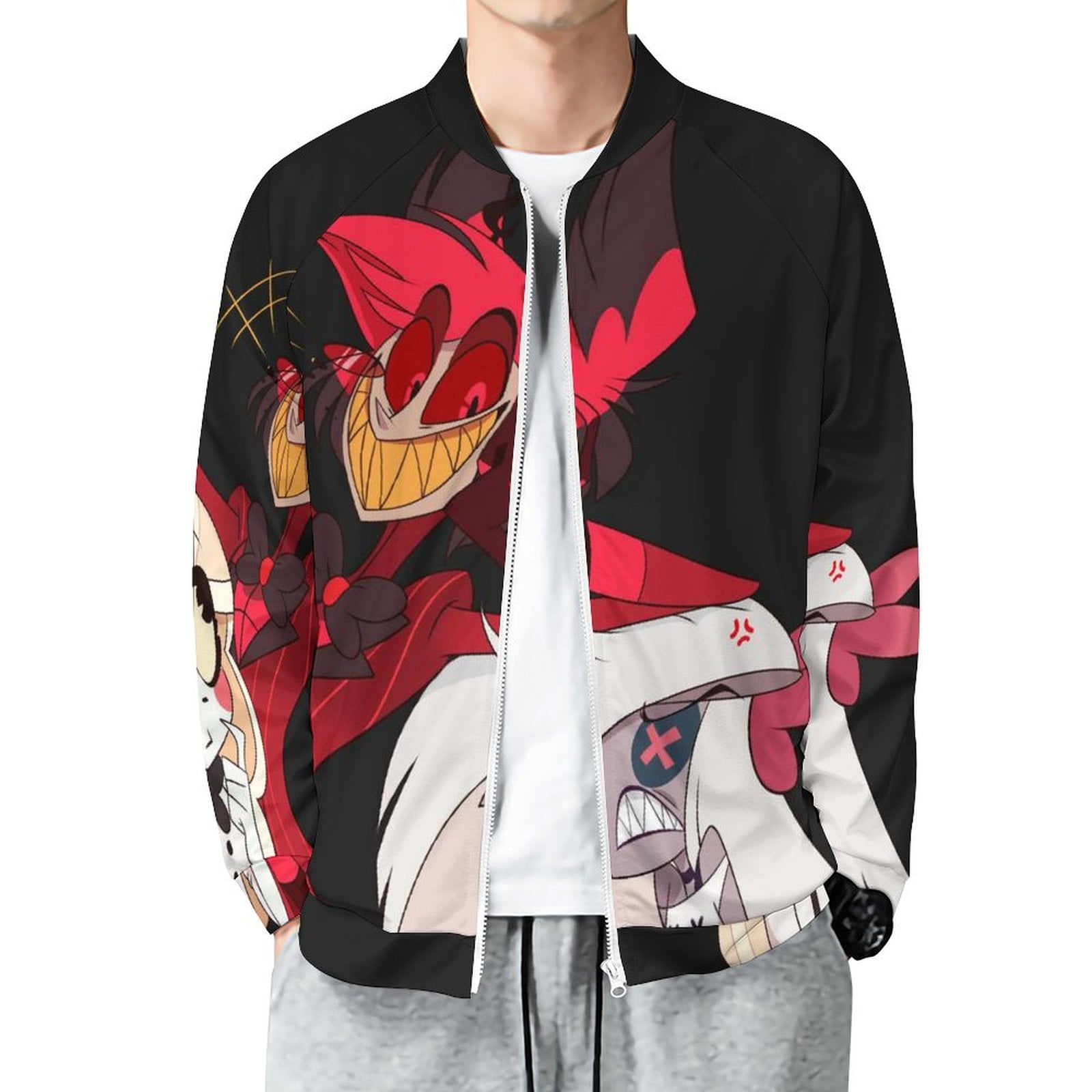 Hazbin Hotel Fashion Jacket Mens Windbreaker Coat Lightweight Zipper ...