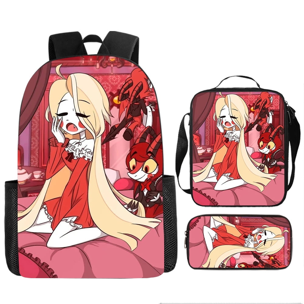 Hazbin Hotel Hell Inn Student Backpack and Cartoon Print Three-Piece ...