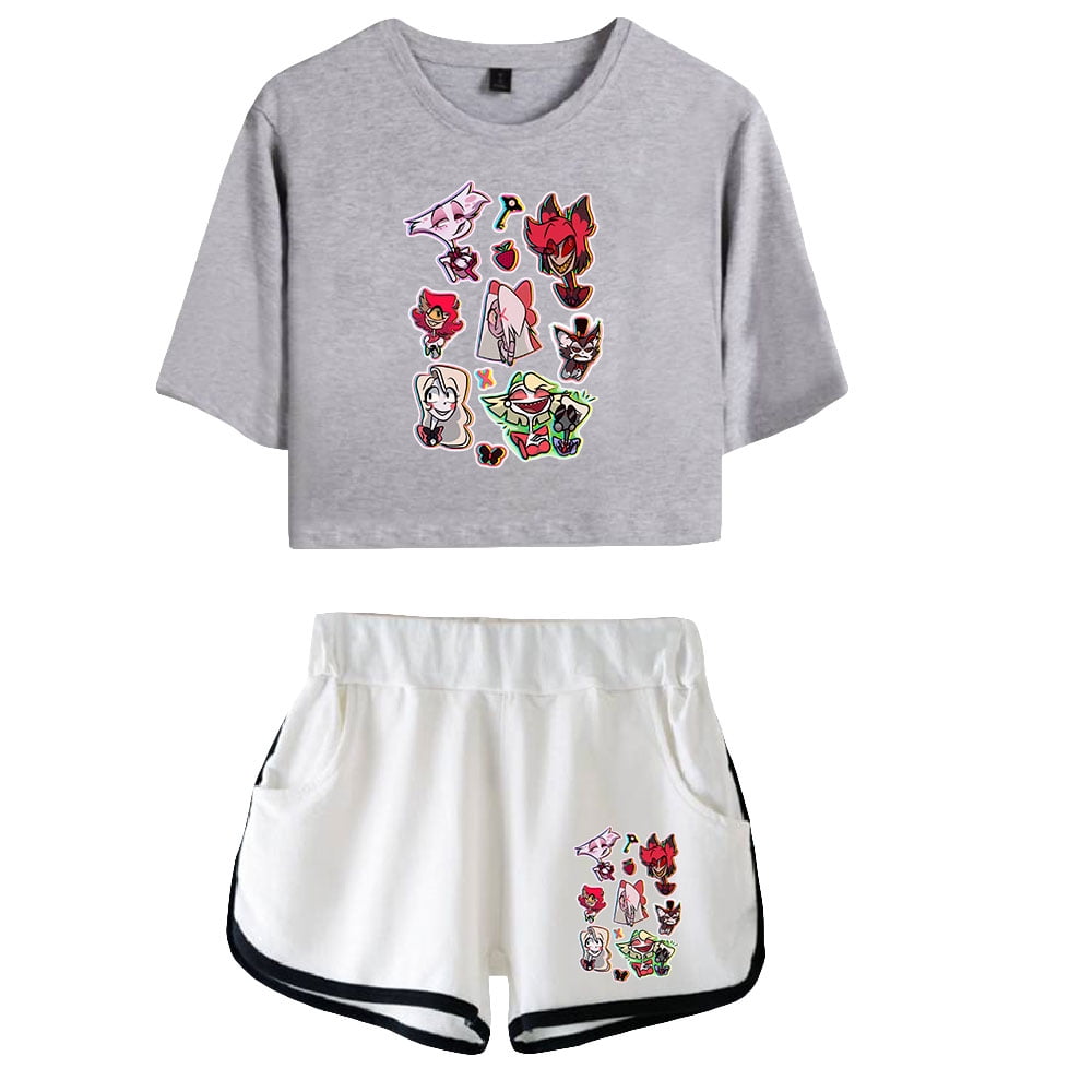 Hazbin Hotel Helluva Anime Boss Merch Tops Two Piece Set Shorts+Lovely ...