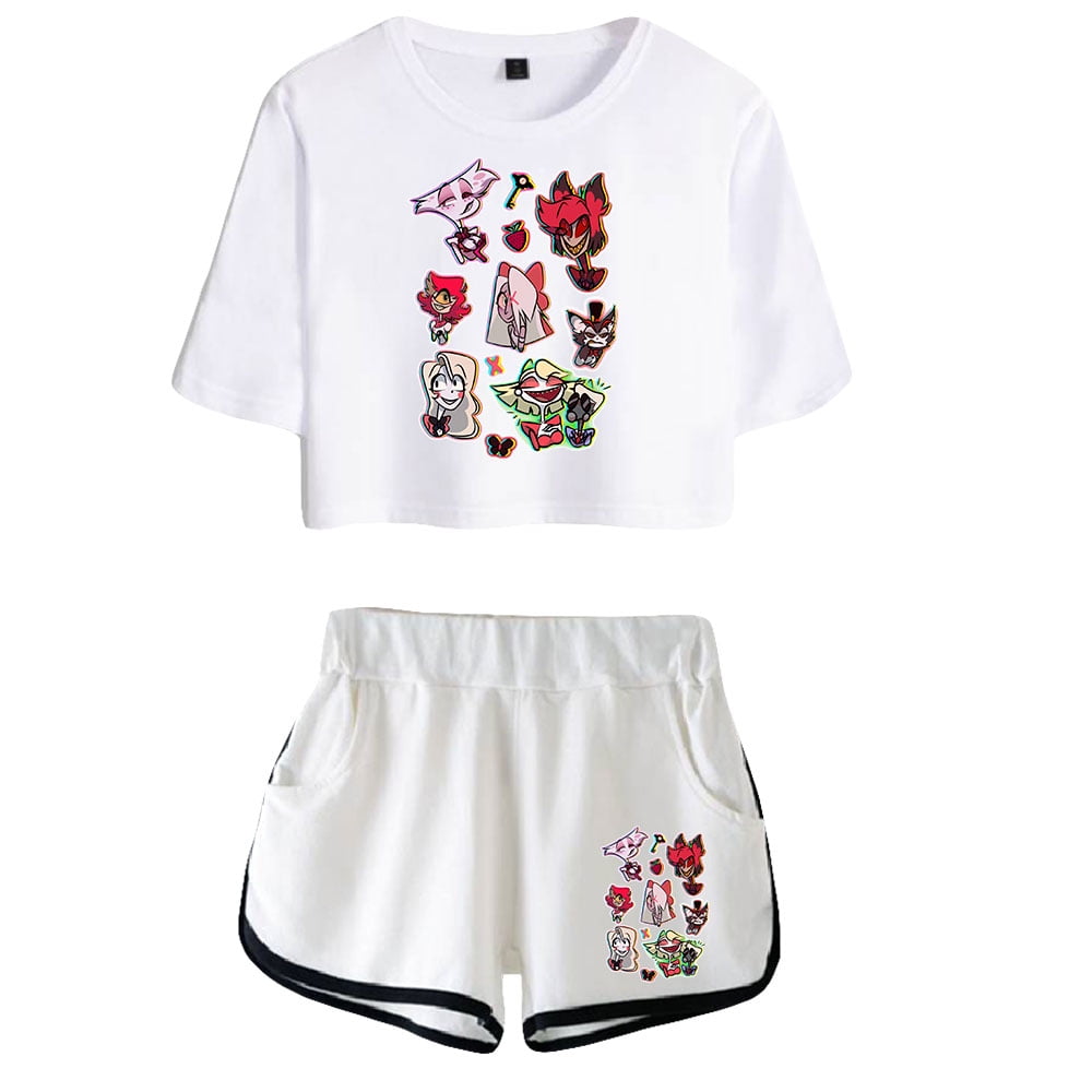 Hazbin Hotel Helluva Anime Boss Merch Tops Two Piece Set Shorts+Lovely ...