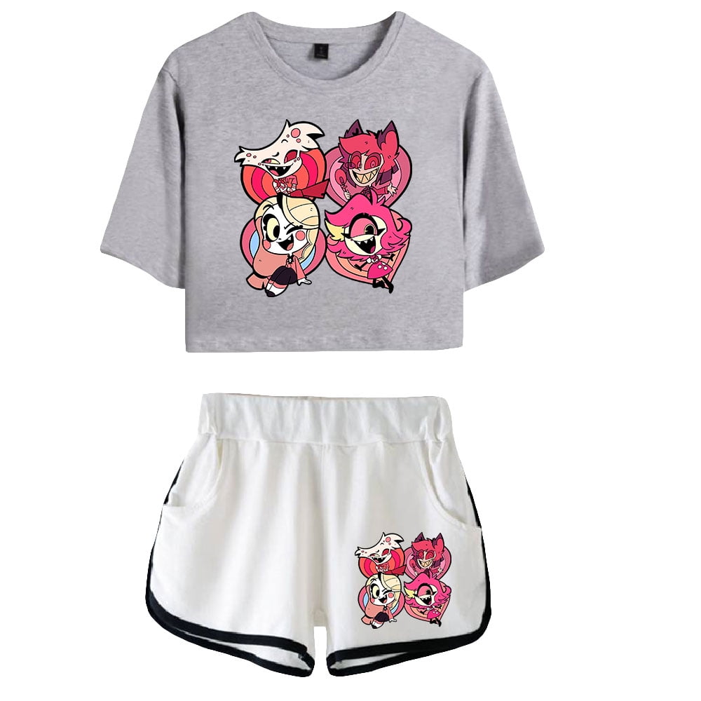 Hazbin Hotel Helluva Anime Boss Merch Tops Two Piece Set Shorts+Lovely ...