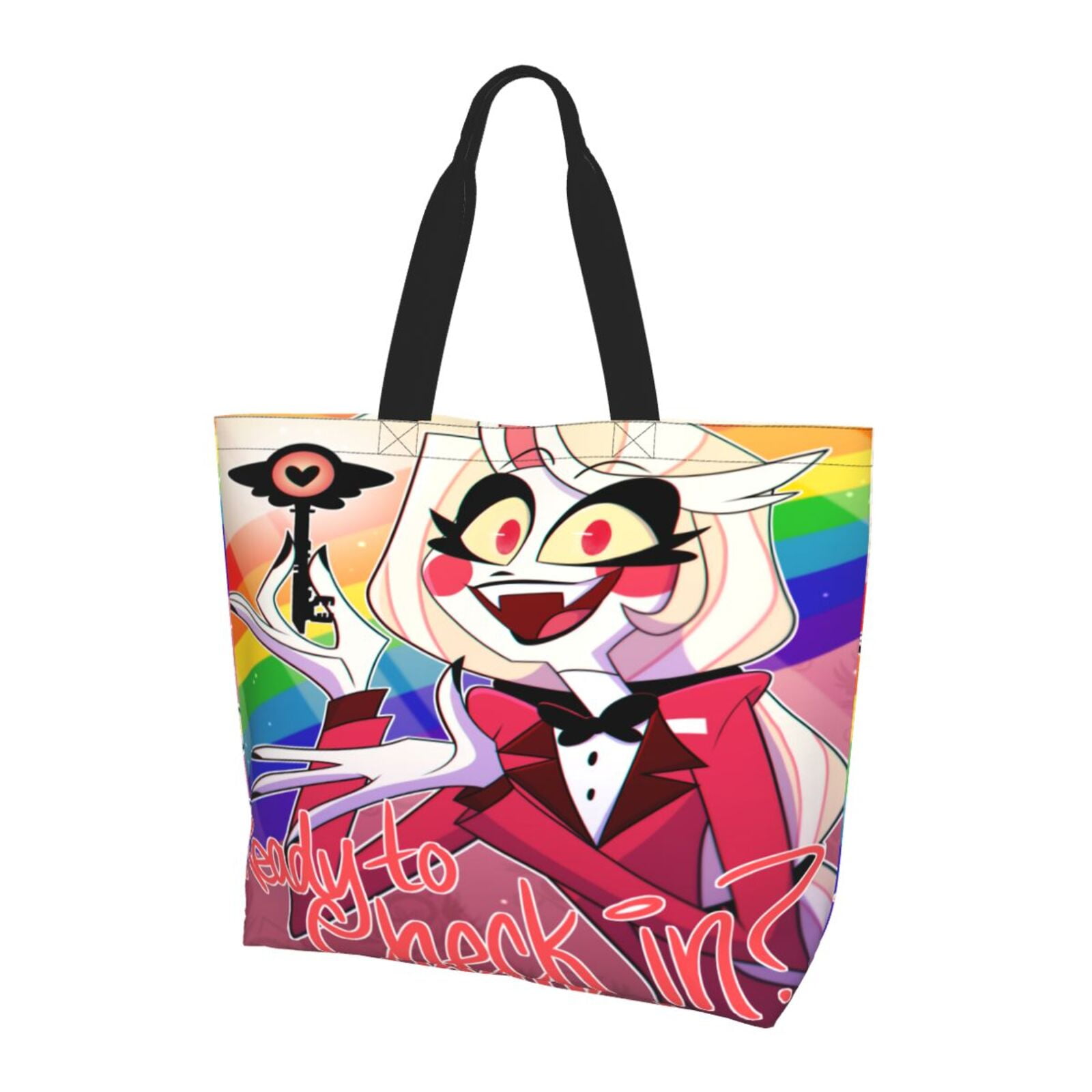 Hazbin Hotel Helluva Boss Large Canvas Tote Bag for Gym Beach Travel ...