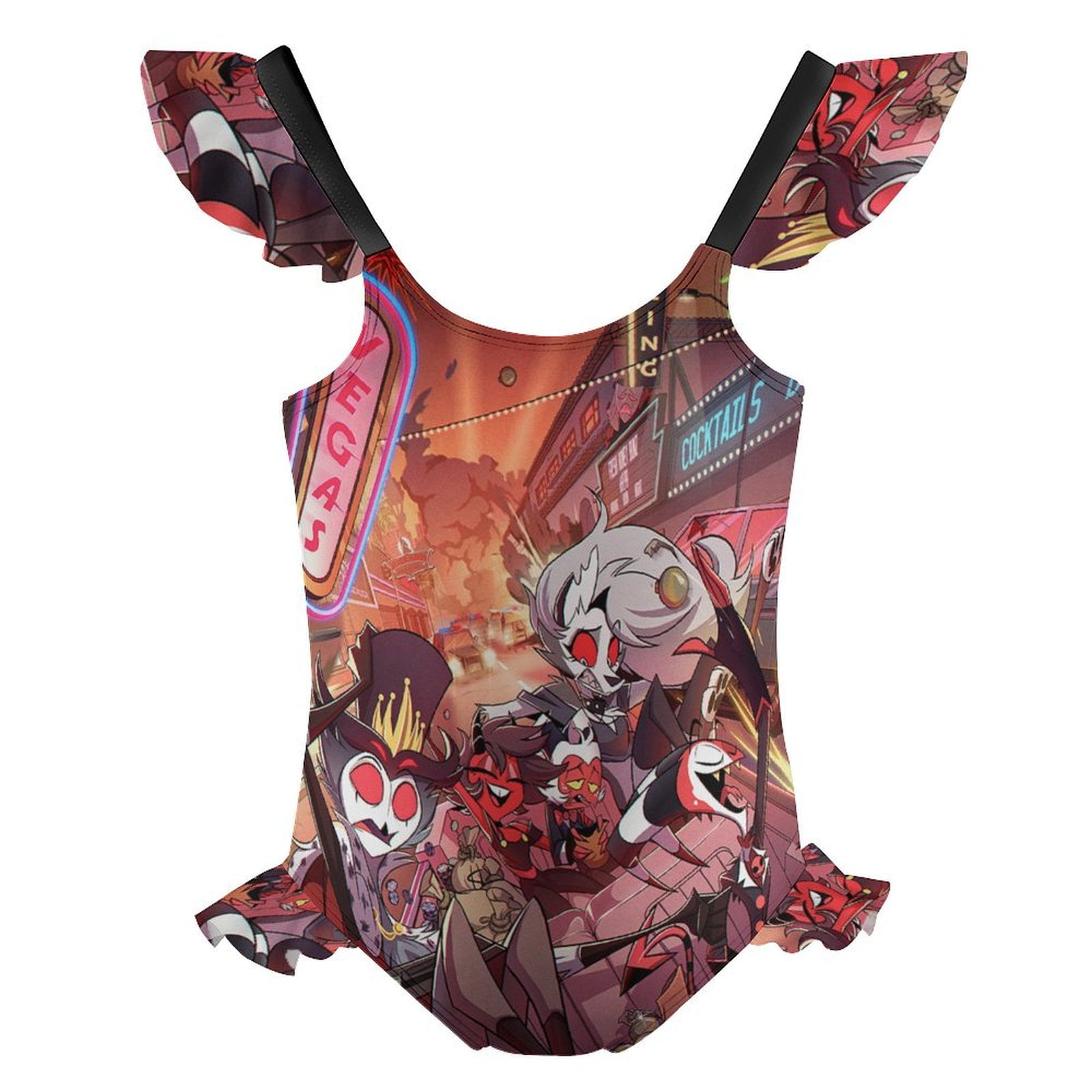 Hazbin Hotel Helluva Boss One Piece Swimwear Flutter Sleeve Swimsuits ...