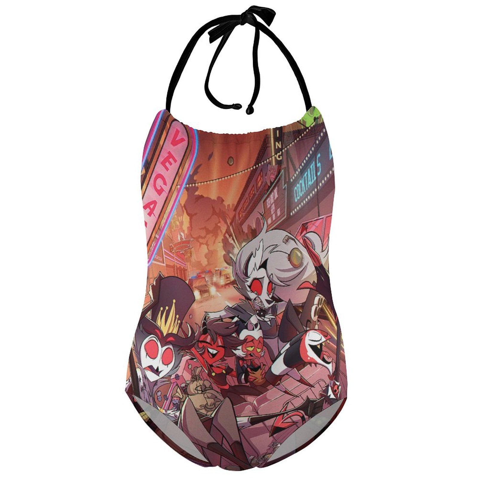 Hazbin Hotel Helluva Boss One Piece Swimwear Halter Swimsuits For Girls Quick Dry Bathing Suit ...