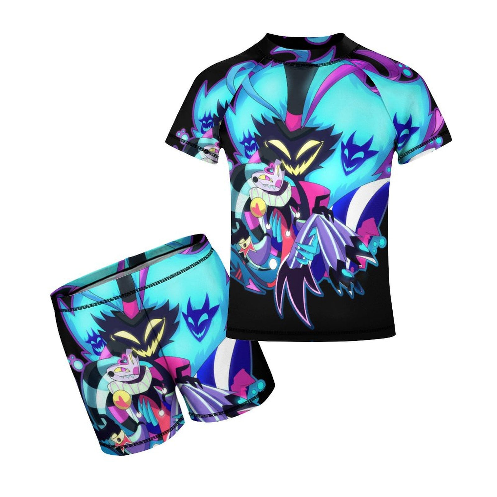 Hazbin Hotel Helluva Boss Summer Swimwear For Boys 2PCS Rash Guard Sets ...