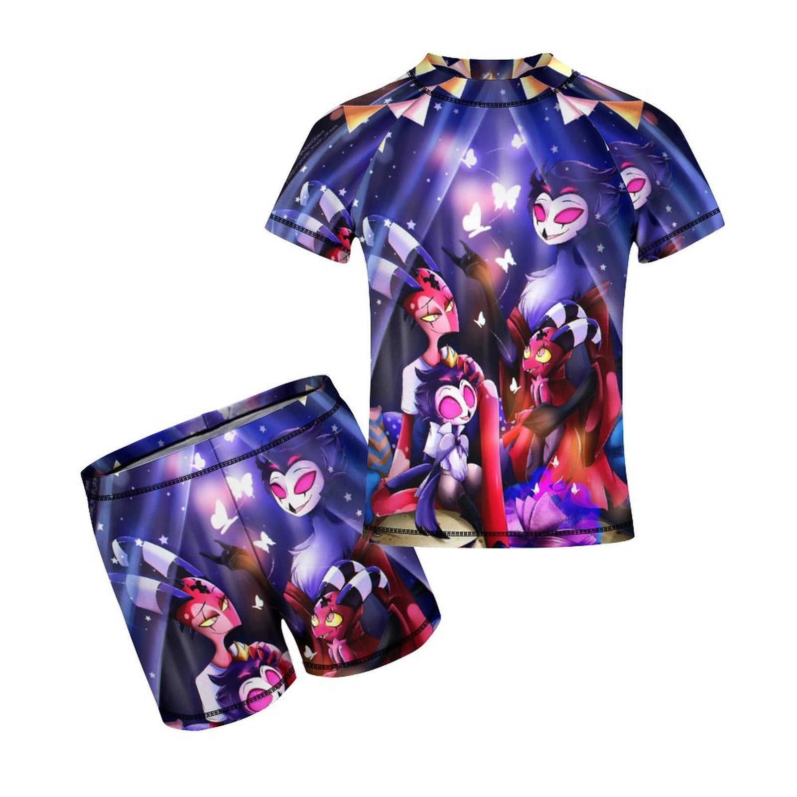 Hazbin Hotel Helluva Boss Summer Swimwear For Boys 2PCS Rash Guard Sets ...