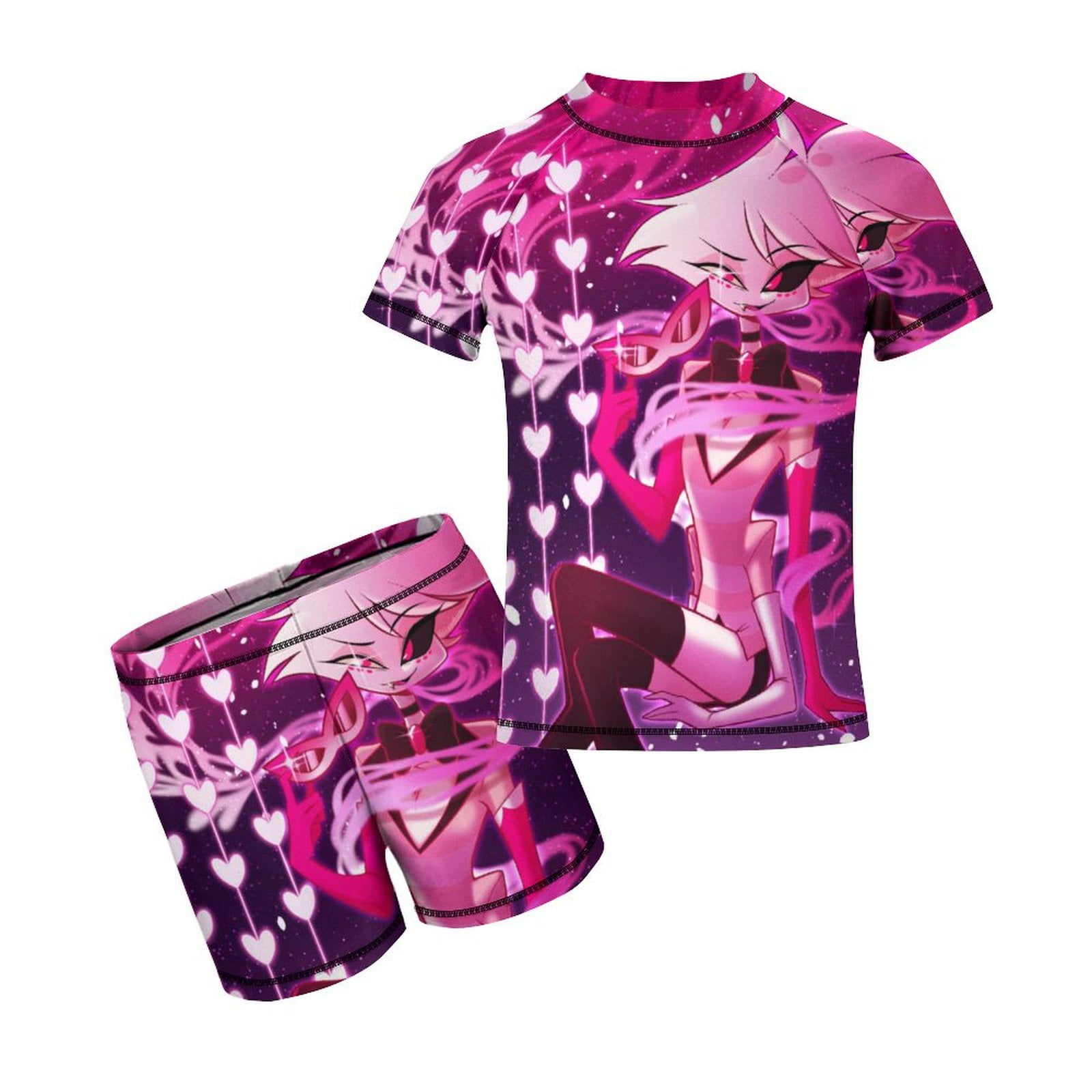Hazbin Hotel Helluva Boss Summer Swimwear For Boys 2PCS Rash Guard Sets ...