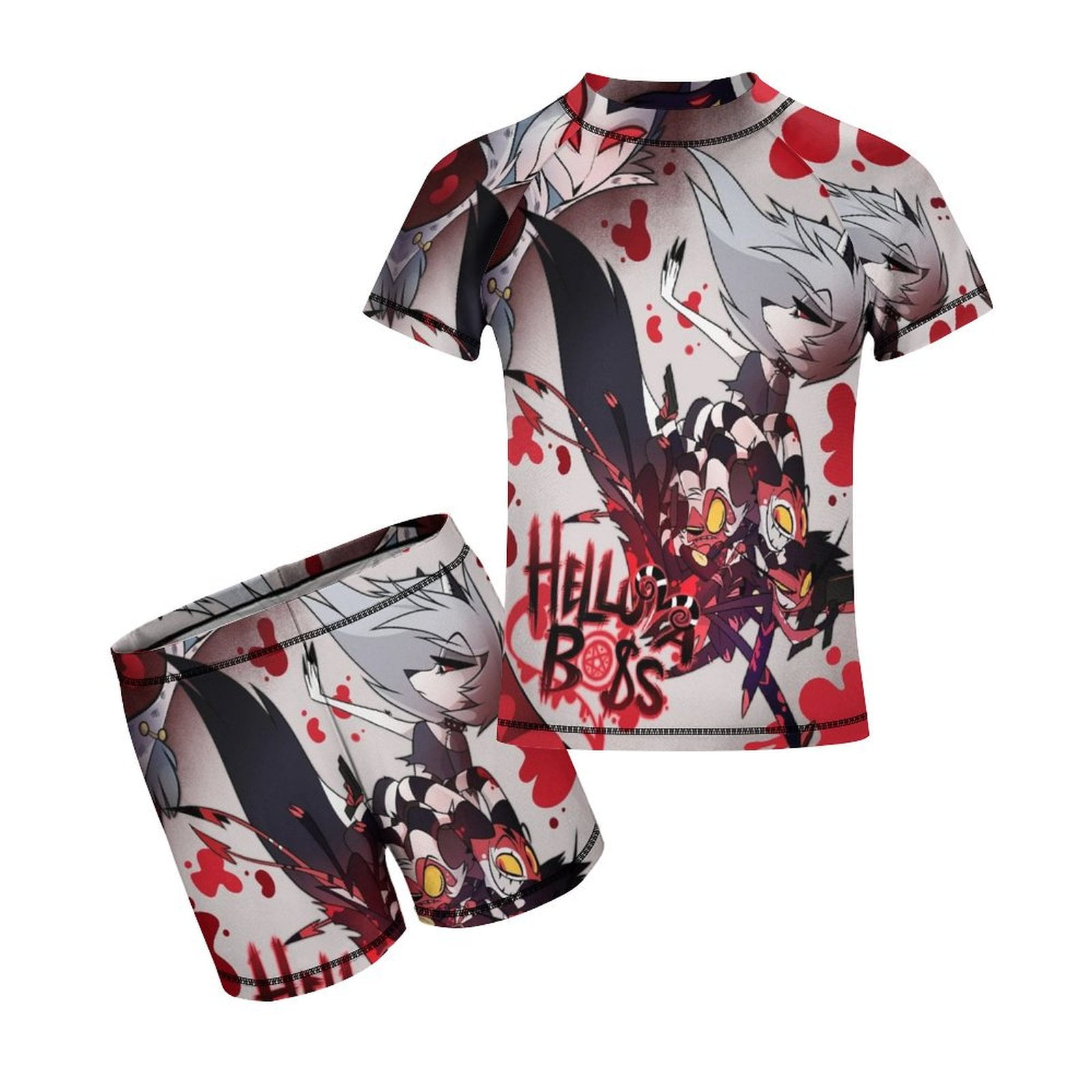 Hazbin Hotel Helluva Boss Summer Swimwear For Boys 2PCS Rash Guard Sets ...