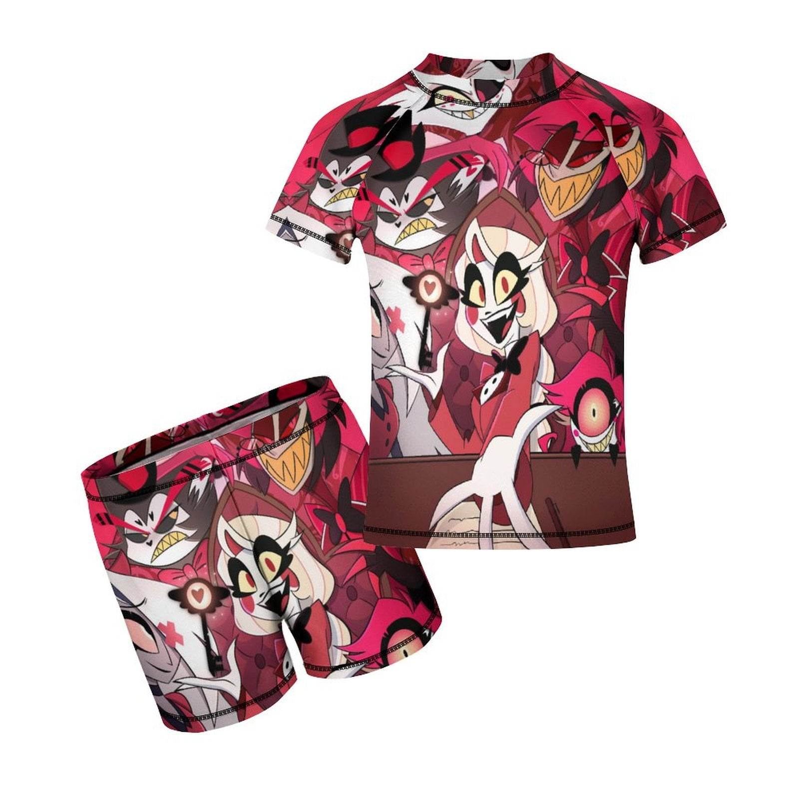 Hazbin Hotel Helluva Boss Summer Swimwear For Boys 2PCS Rash Guard Sets ...