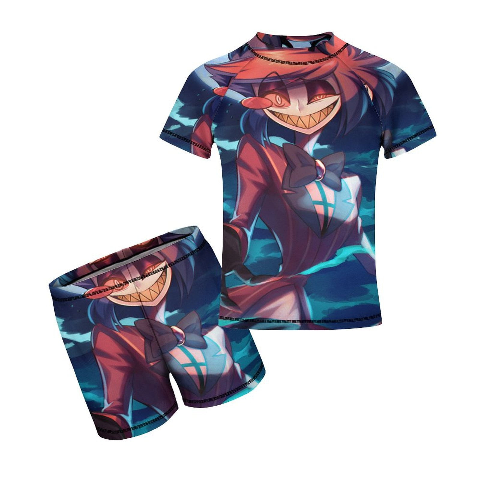 Hazbin Hotel Helluva Boss Summer Swimwear For Boys 2PCS Rash Guard Sets ...