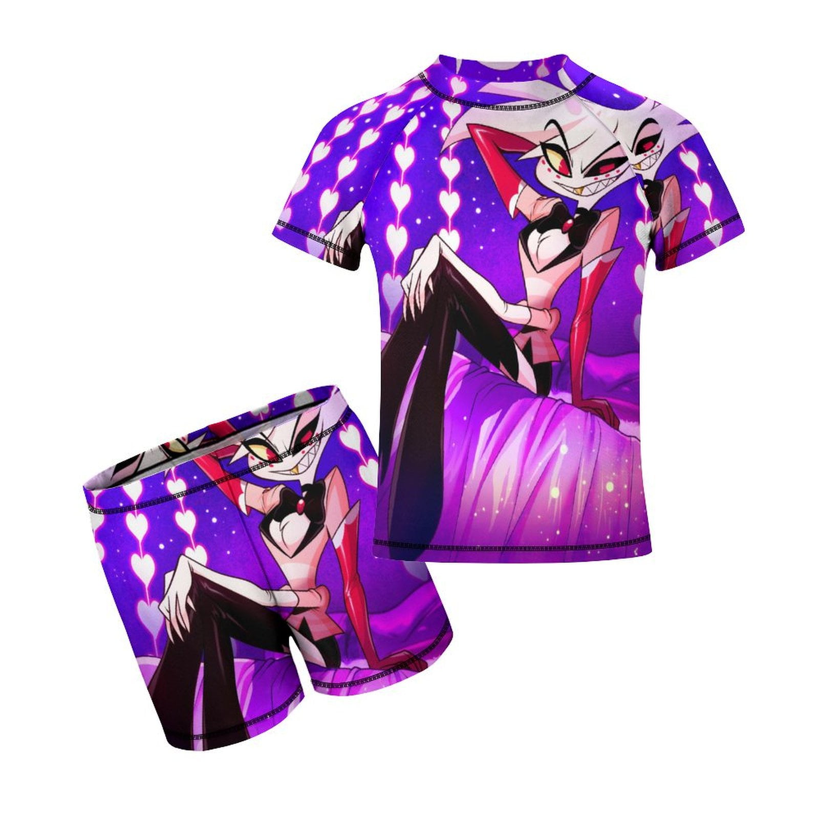 Hazbin Hotel Helluva Boss Summer Swimwear For Boys 2PCS Rash Guard Sets ...