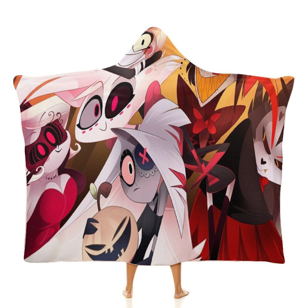 Hazbin Hotel Hooded Blanket Poncho Wearable Blanket Hoodie Cozy Soft ...