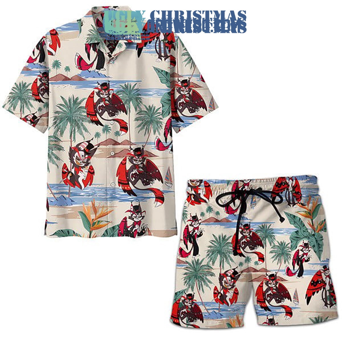 Hazbin Hotel Husk Summer Hawaiian Shirts With Shorts - Walmart.com